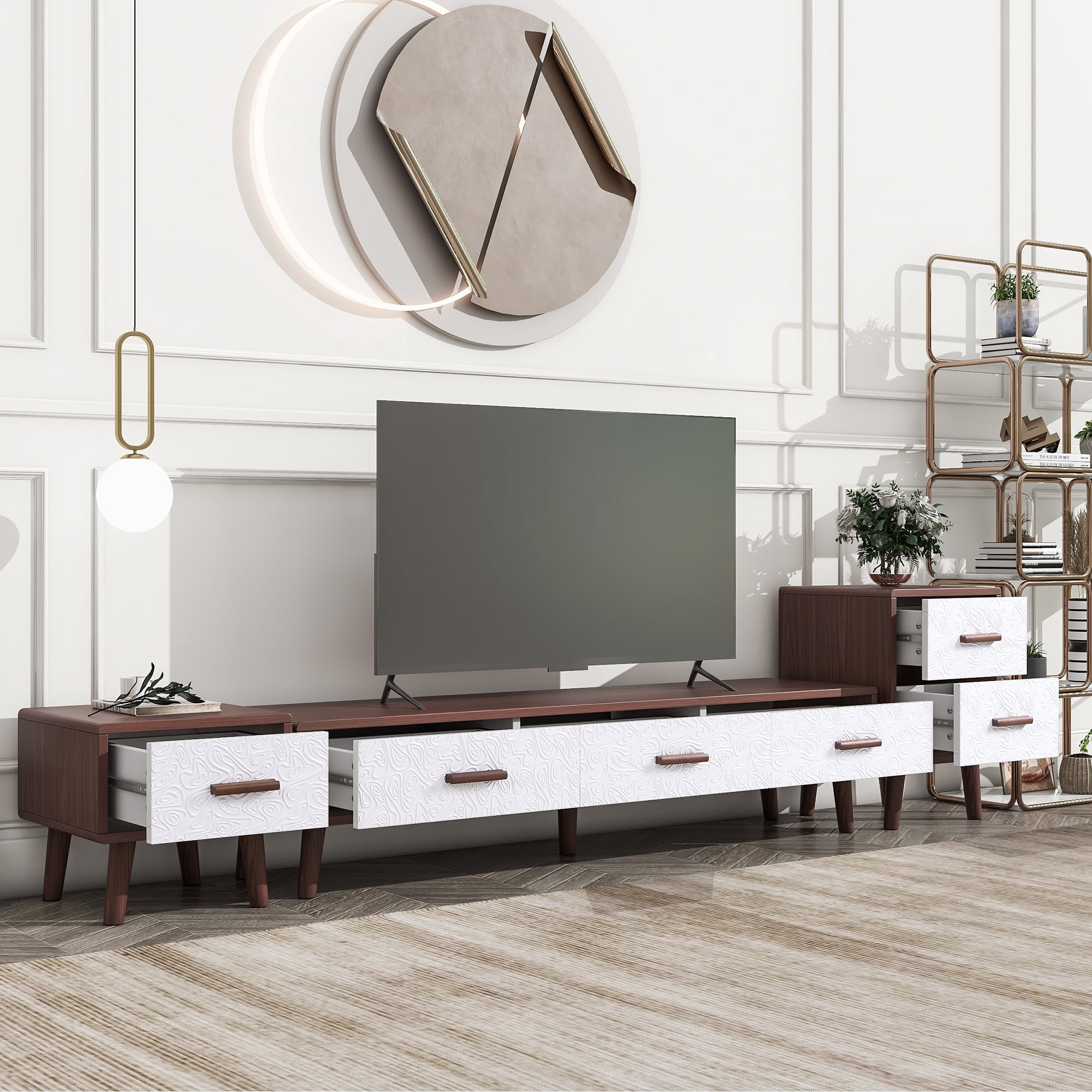 Tensun 3-Piece TV Stand Set Modern TV Stand and 2 End Tables with ...