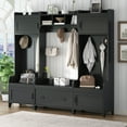 Tensun Black Modern Hall Tree With Storage Bench 4 In 1 Coat Rack 7