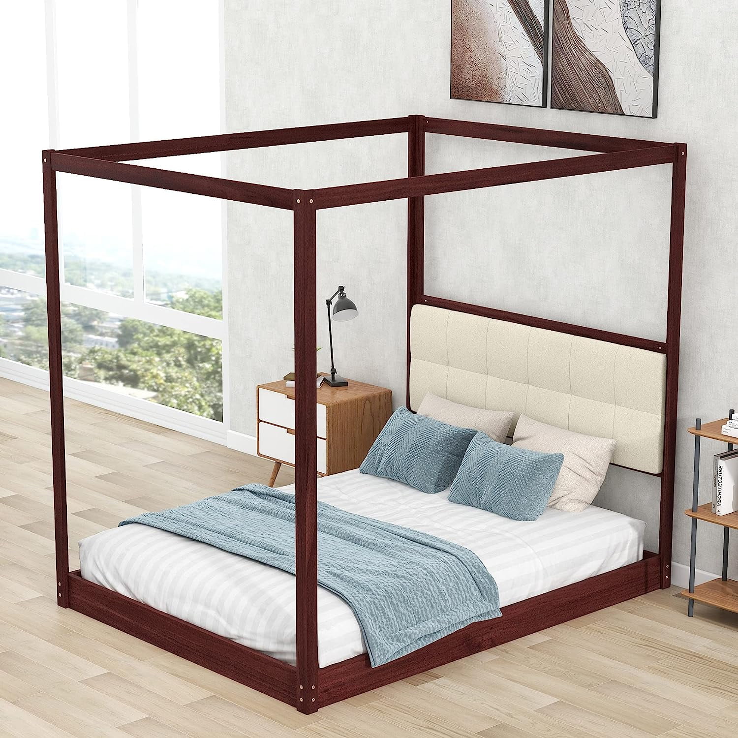 Tensun Canopy Bed Frame Metal Platform Bed Frame with X Shaped ...
