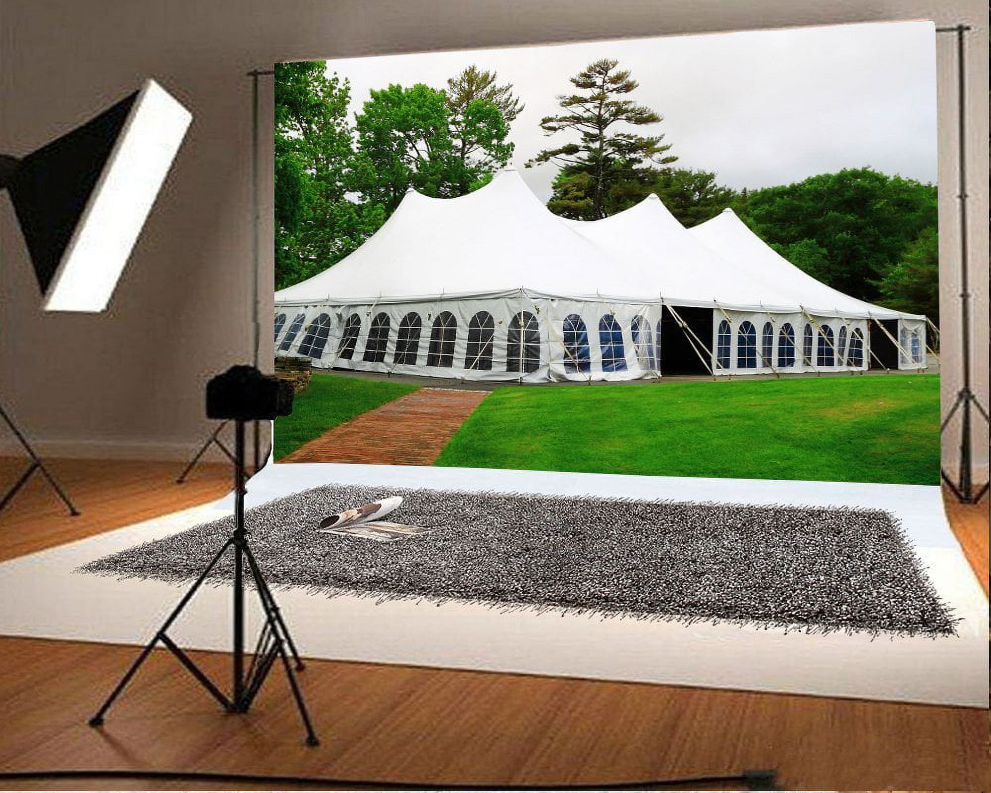 Tent Backdrop 7x5ft Photography Background Grass Lawn Green Trees Brick ...
