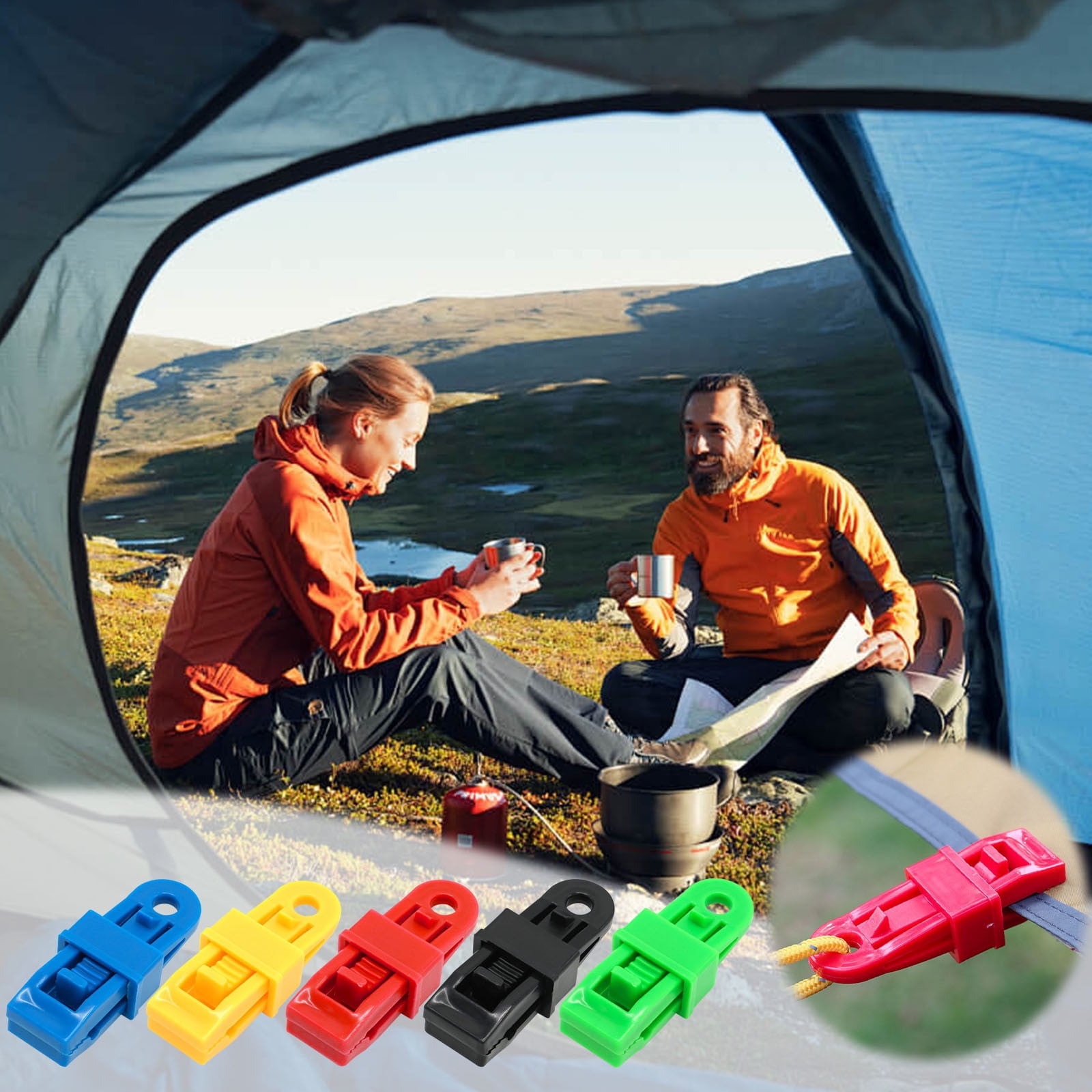 Tent Clips, Plastic Tent Clamps, 10-Pack Windproof Reinforced Buckles ...