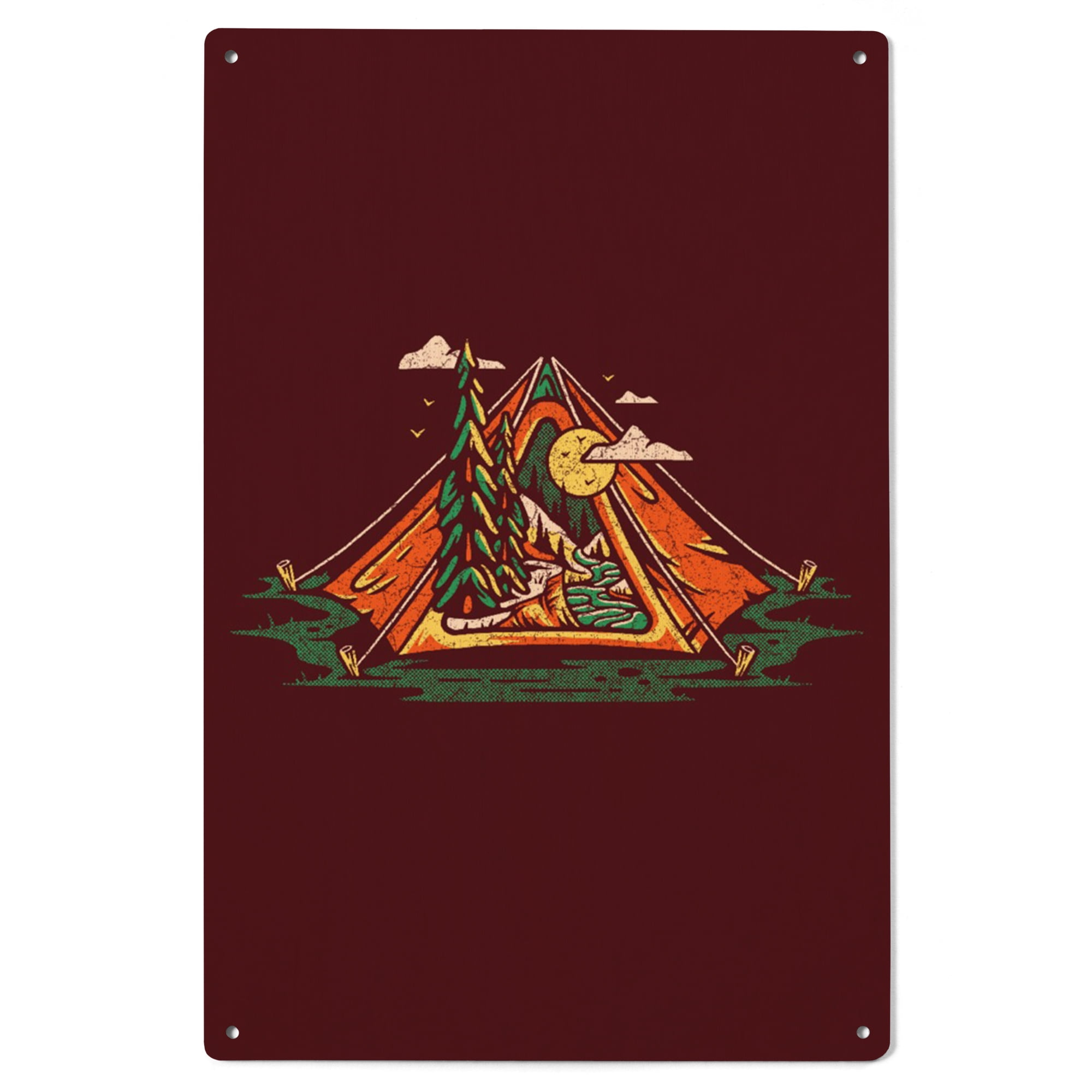 Tent, Distressed Vector Birch Wood Wall Sign (6x9 Rustic Home Decor ...