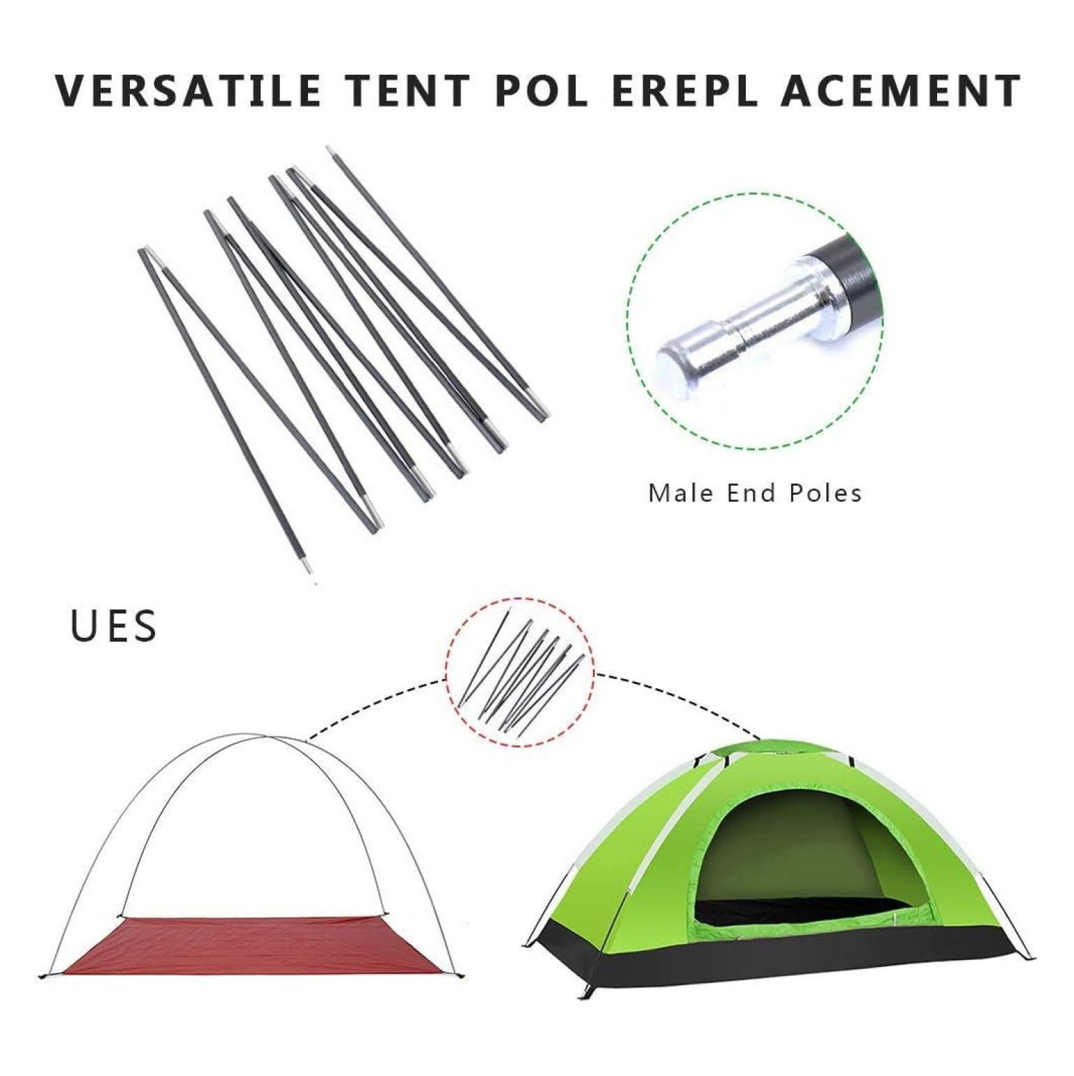 Tent Poles Replacement, Aluminum Rod Tent Pole Multifunction ...