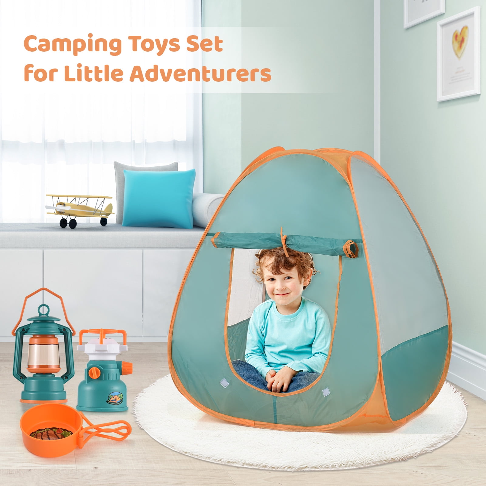 Tent,Pretend Set Kids 3 4 5 Campfire Kids Indoor Summer Indoor Pretend ...