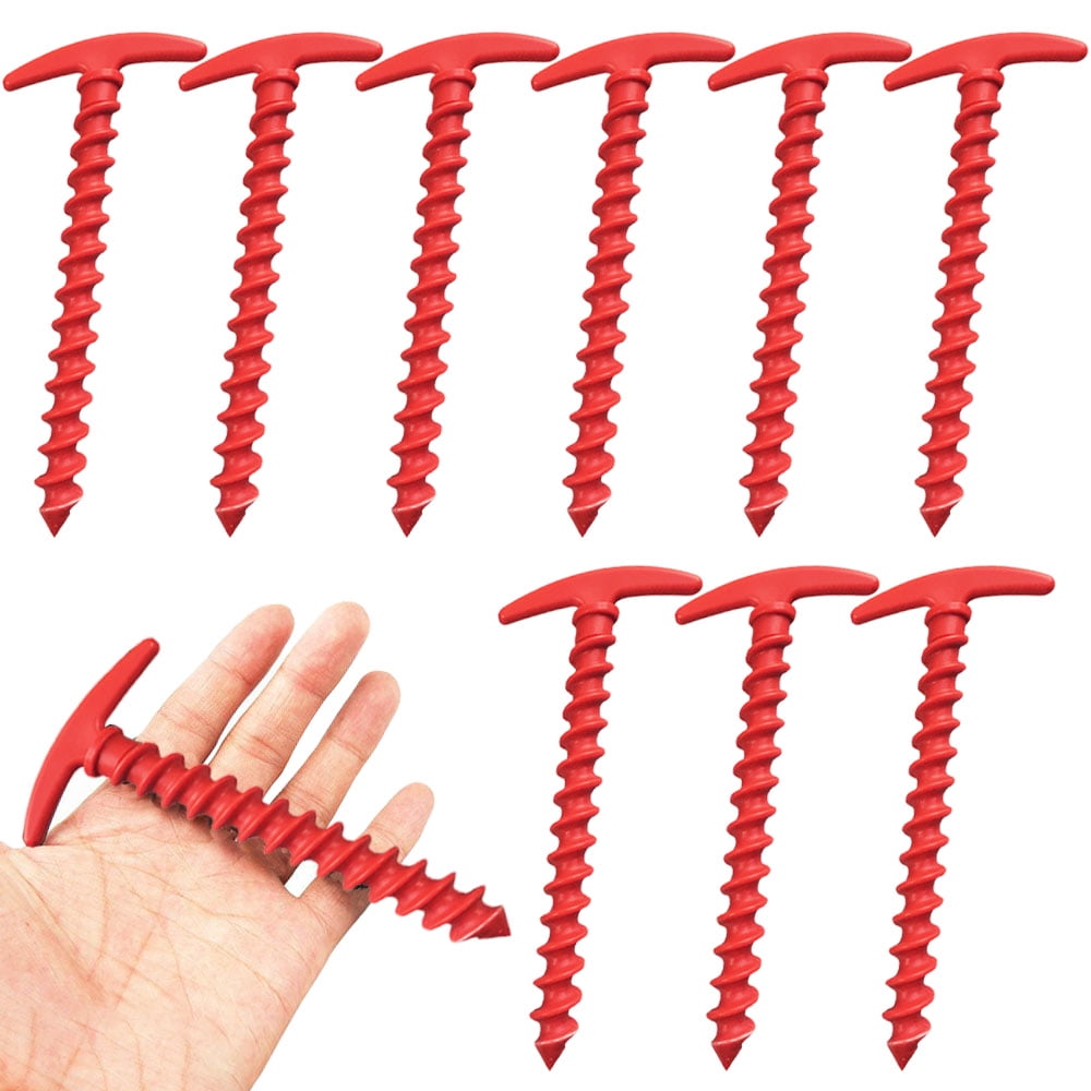 Tent Stakes 10 Pack Ground Anchors Tent Pegs, 5.7in T Shape Spiral ...