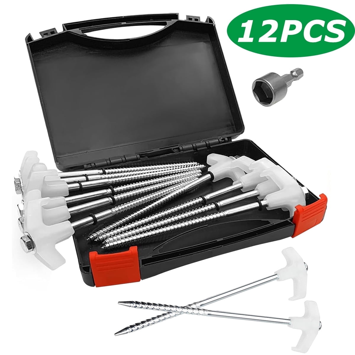 Tent Stakes Heavy Duty Ground Anchors Screw in Camping Stakes Metal ...