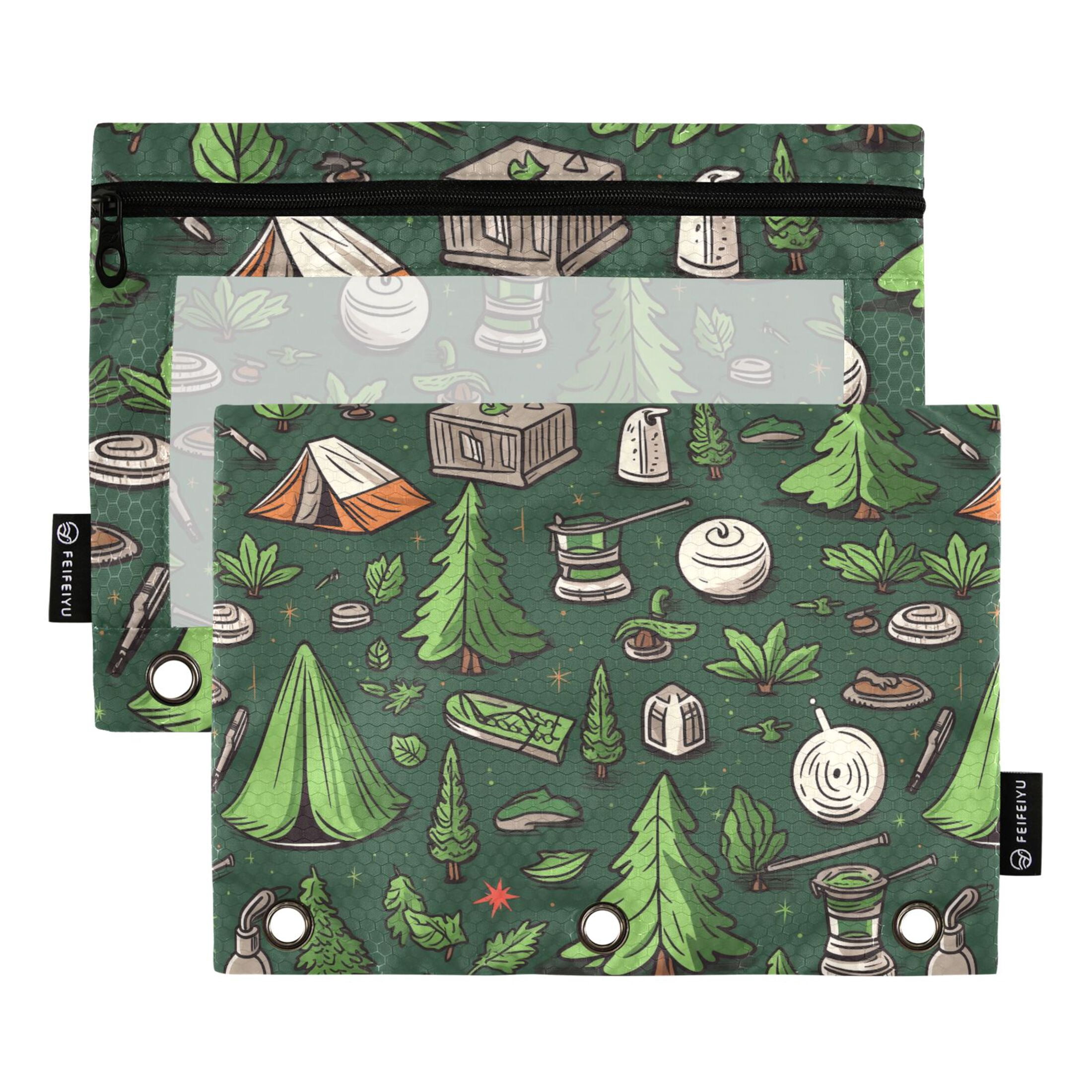 Tent Tree Camping Equipment 2 Pack Pencil Pouch for 3 Ring Binder ...