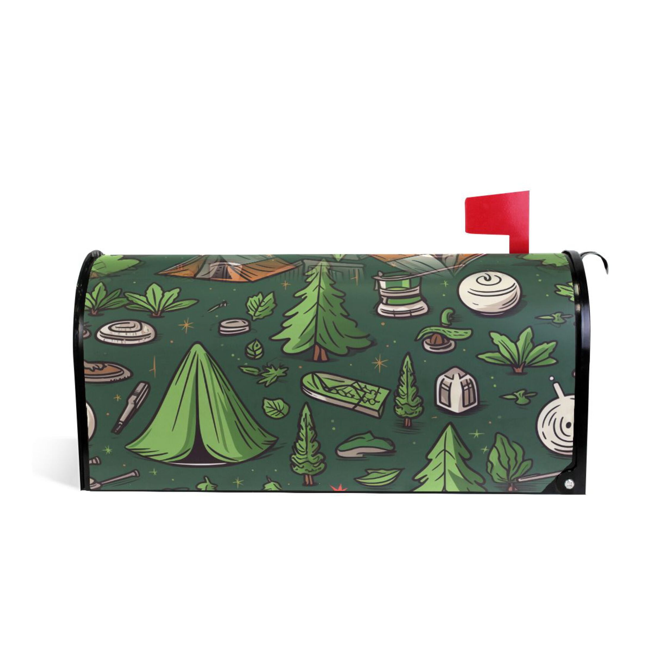 Tent Tree Camping Equipment Magnetic Mailbox Covers 21" X 18" Post ...
