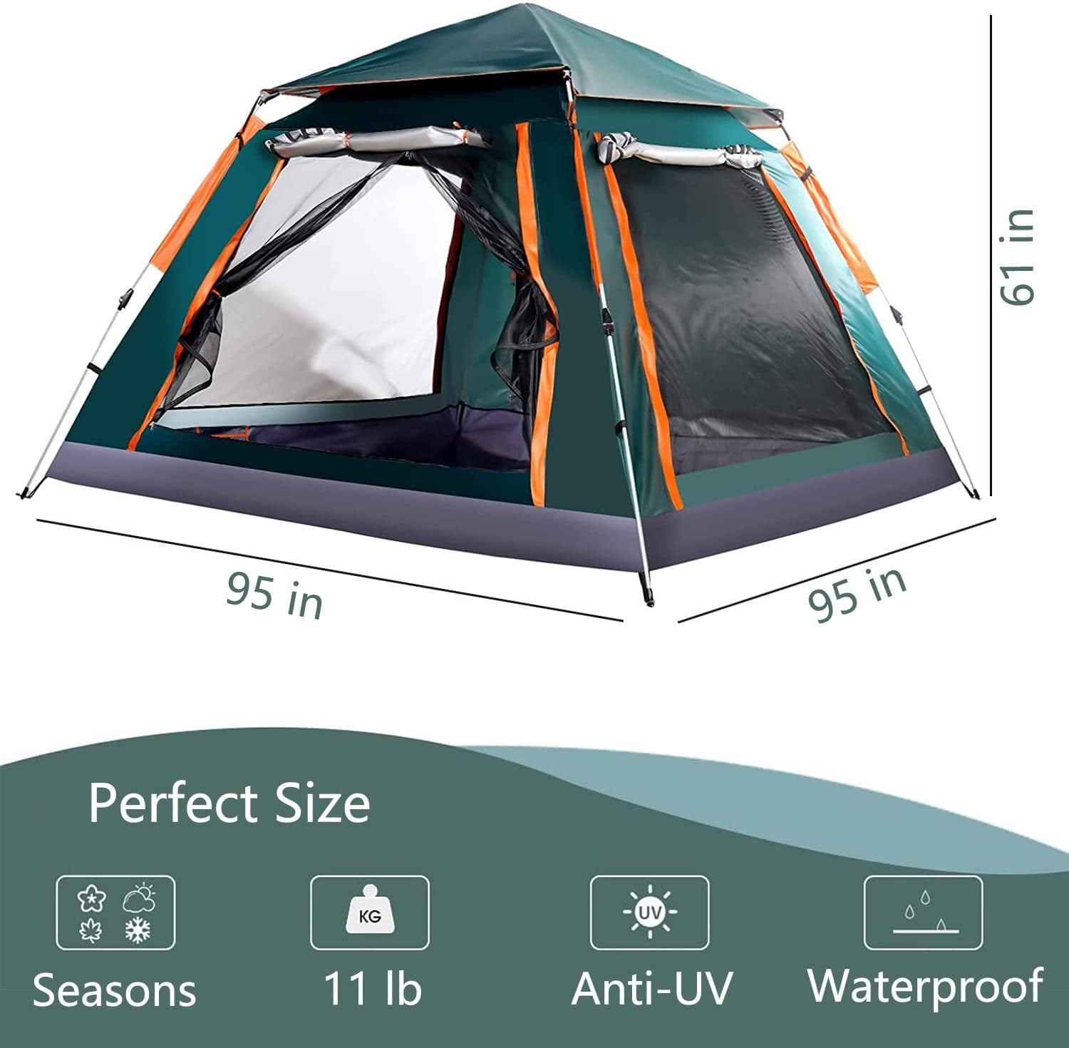 Tent for Camping 4~6 Person , Waterproof Windproof Family Tent with Top ...