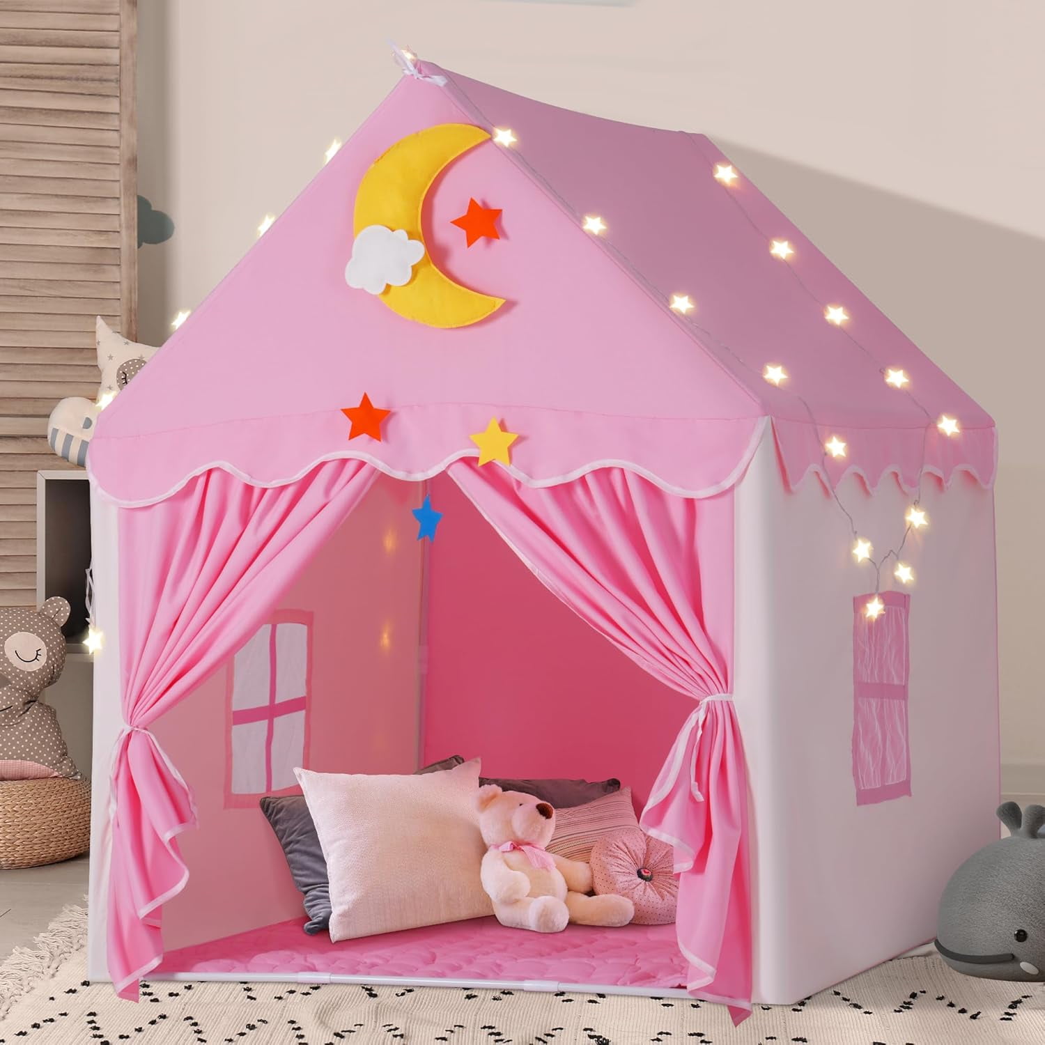 Tent with Mat, Toddler Playhouse Princess Castle Play Tent with Star ...