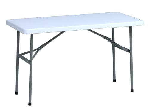 TentandTable 48 Inch Rectangle Plastic Folding Table, White Foldable ...