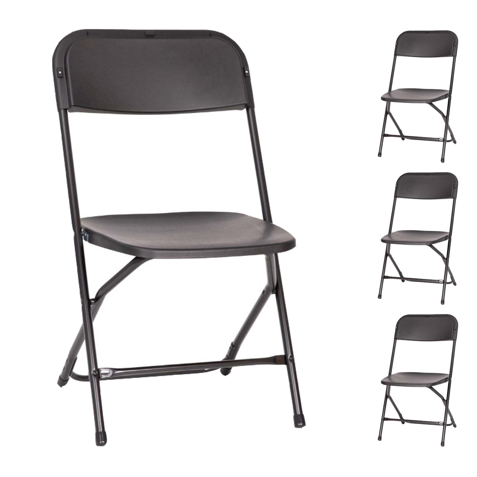 TentandTable Extra Wide Black Folding Chairs, 4 Pack, Heavy-Duty ...