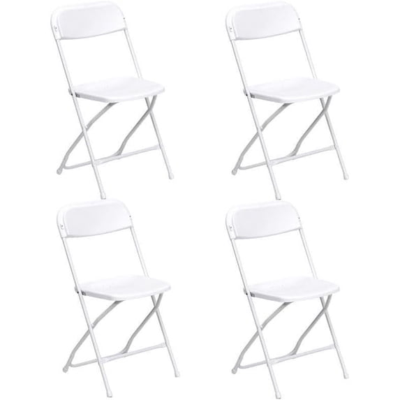 TentandTable Heavy Duty Poly Plastic Stackable Folding Chairs | White ...