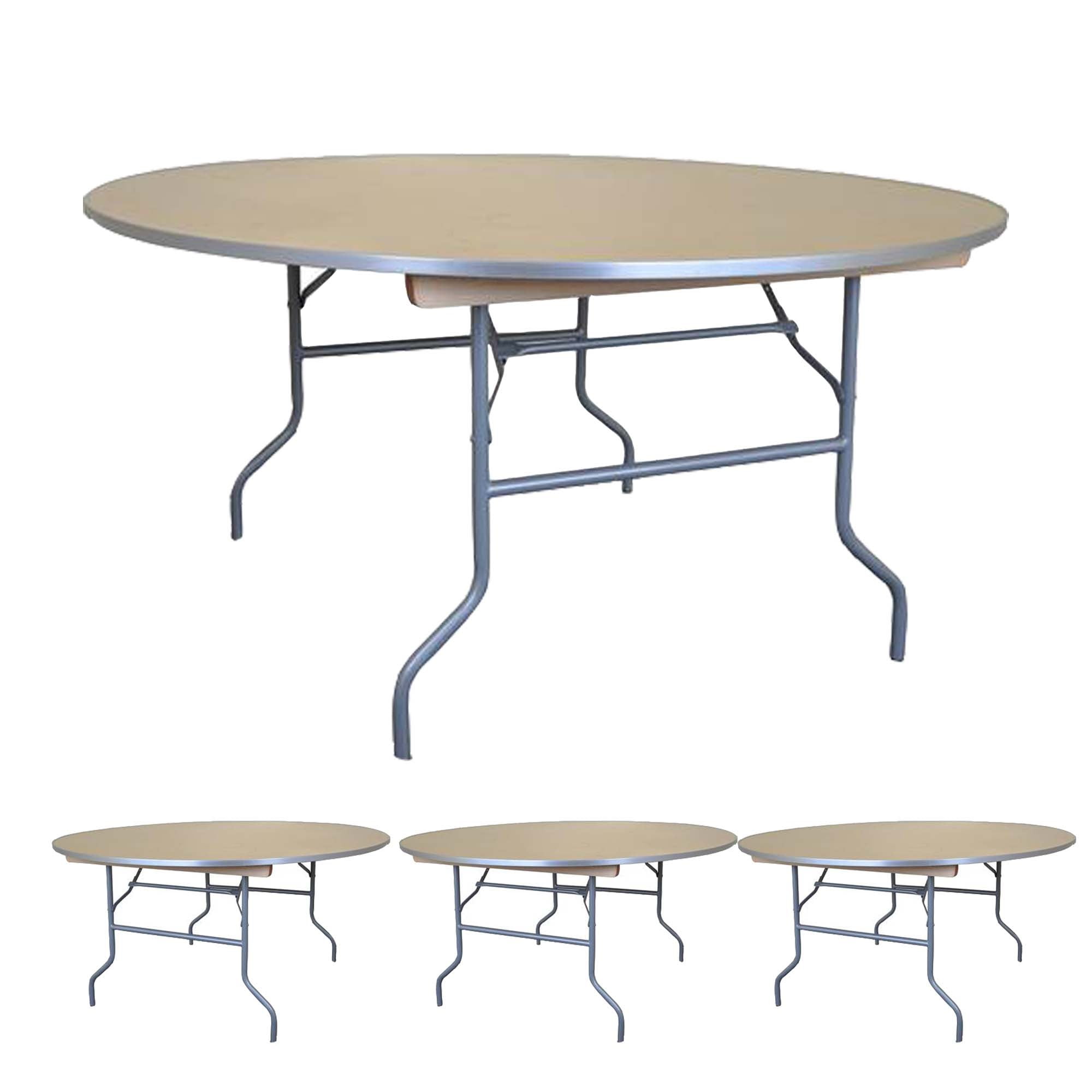 TentandTable Round Wooden Folding Banquet Office Tables, 60 in, 4 Pack ...