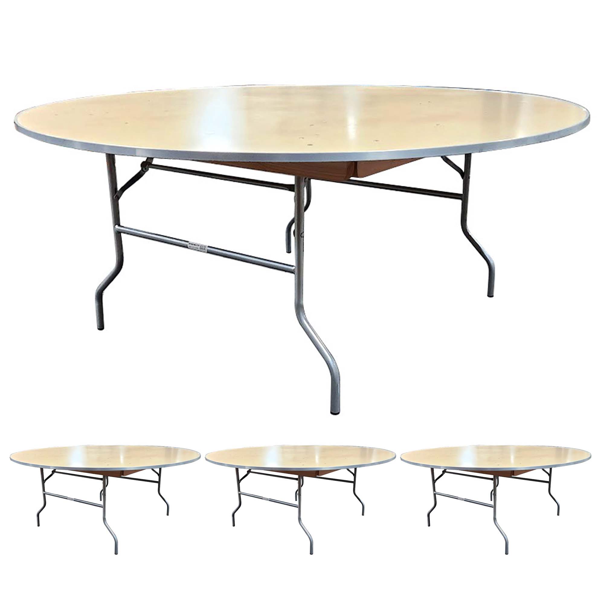 TentandTable Round Wooden Folding Banquet Office Tables, 72 in, 4 Pack ...