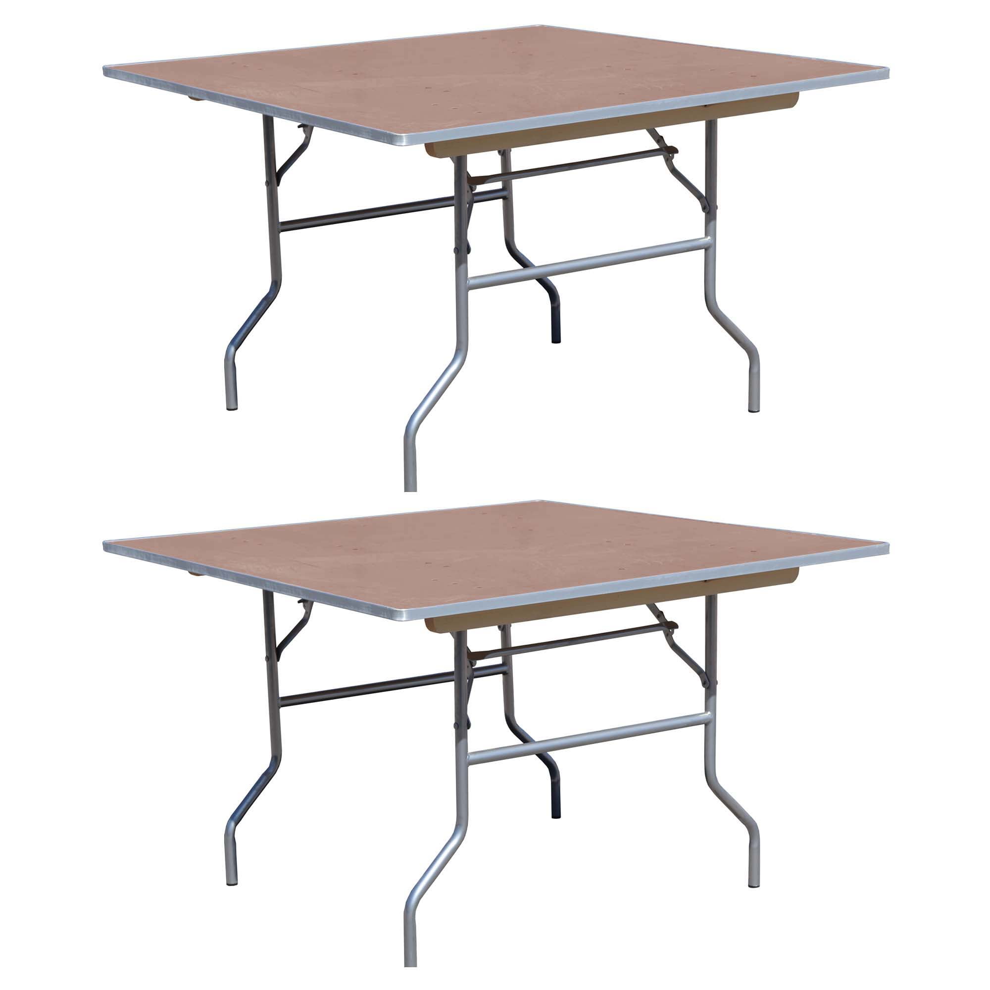 TentandTable Square Wooden Folding Tables, Clear Finish, 48 in, 2 Pack ...