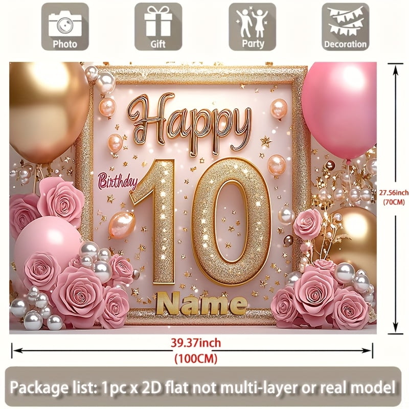 Tenth Birthday Backdrop Vinyl Photography Backdrop Birthday Party Adult ...