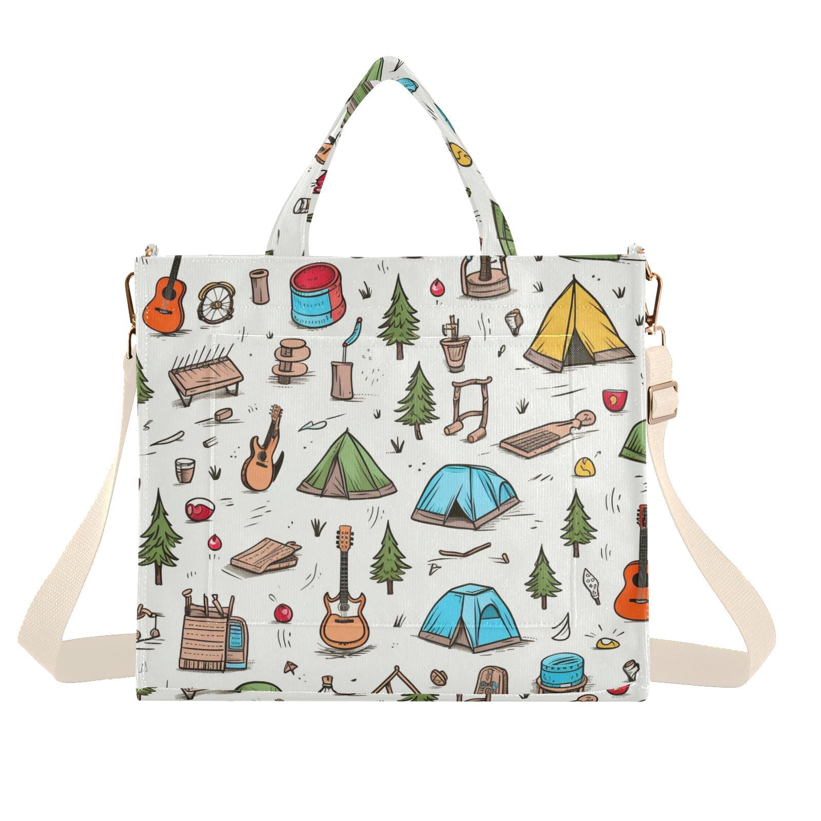 Tents Guitars Trees Corduroy Tote Bag Handbag Large Messenger Bag ...