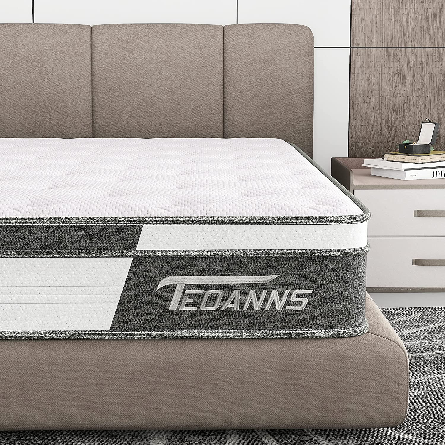 Teoanns 10 Inch King Size Mattresses Hybrid Mattress Innerspring ...