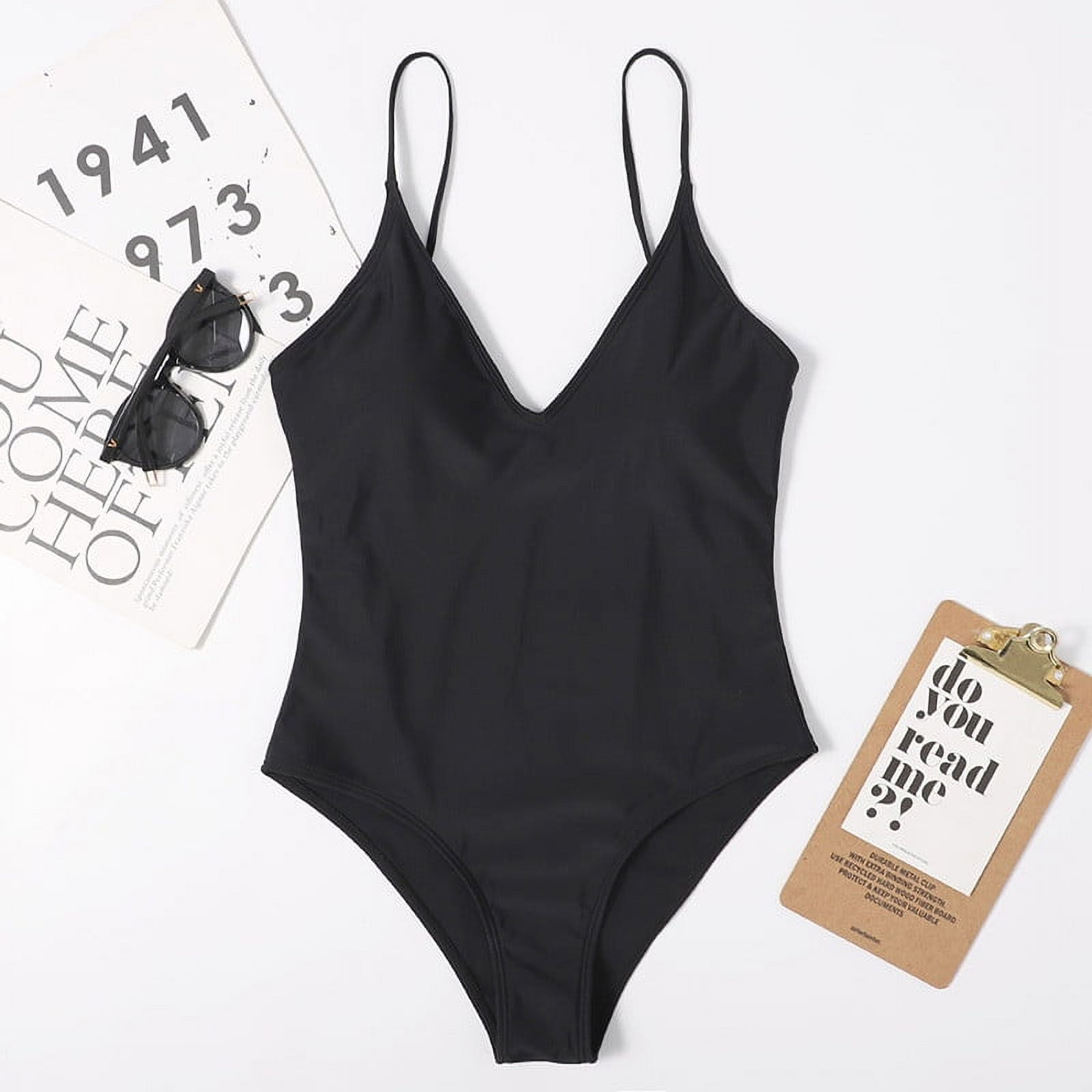 Teocary Summer Swimsuit Female One Piece Bikini Sexy Swimsuits Black L