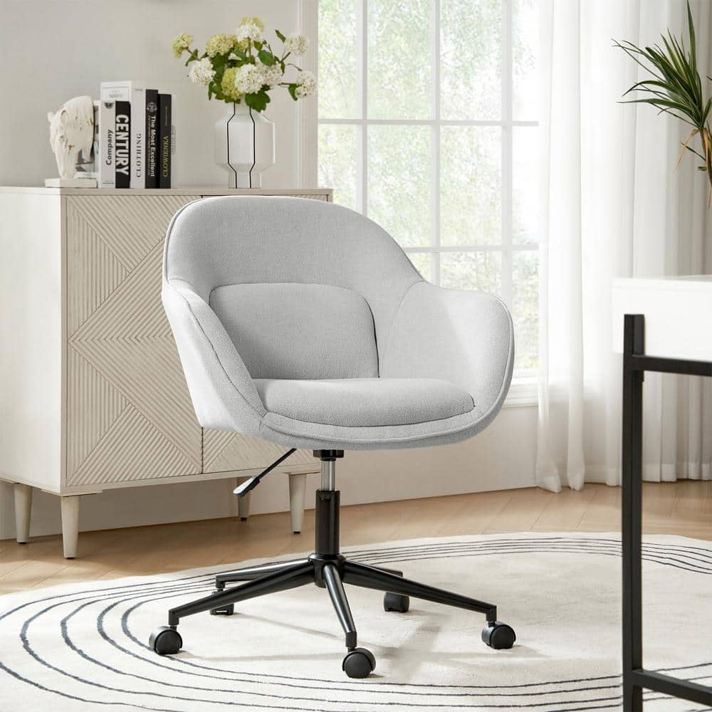 Teodoro Grey 27 in. W Modern Polyester Office Chair Curved Backrest ...