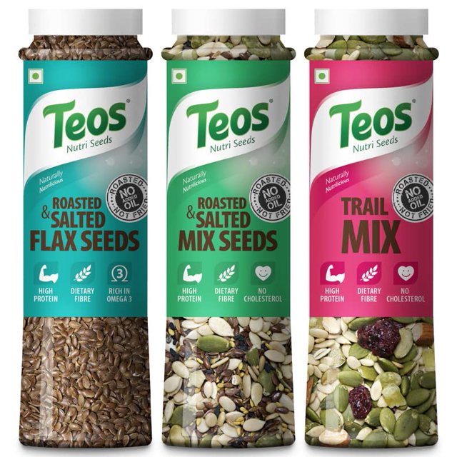 Teos Roasted Flax Seeds Combo With Mix Seeds, Mukhwas, Trail Mix Pack ...