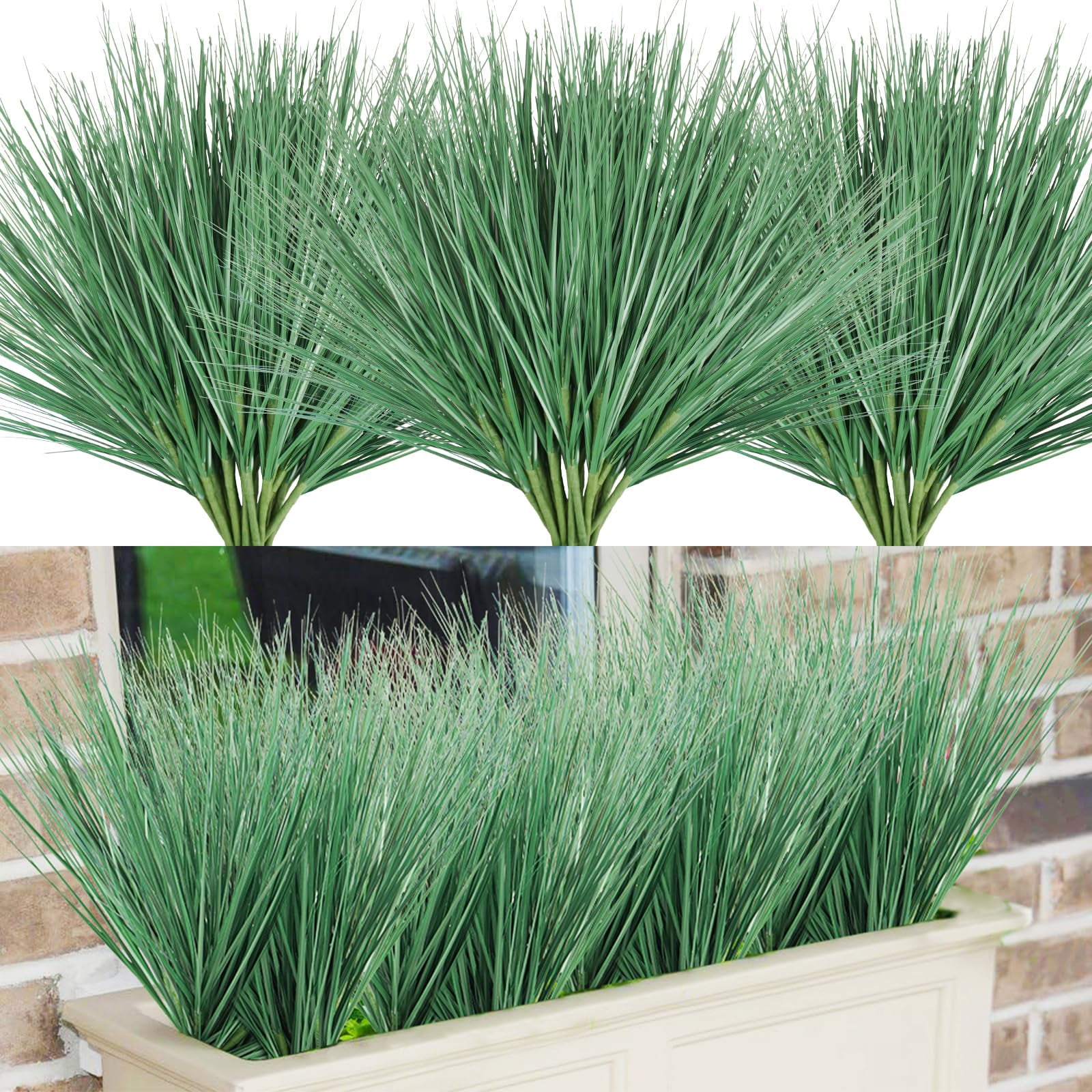 Tepaler 20Pcs Artificial Onion Grass Fake UV Resistant Outdoor Shrubs ...