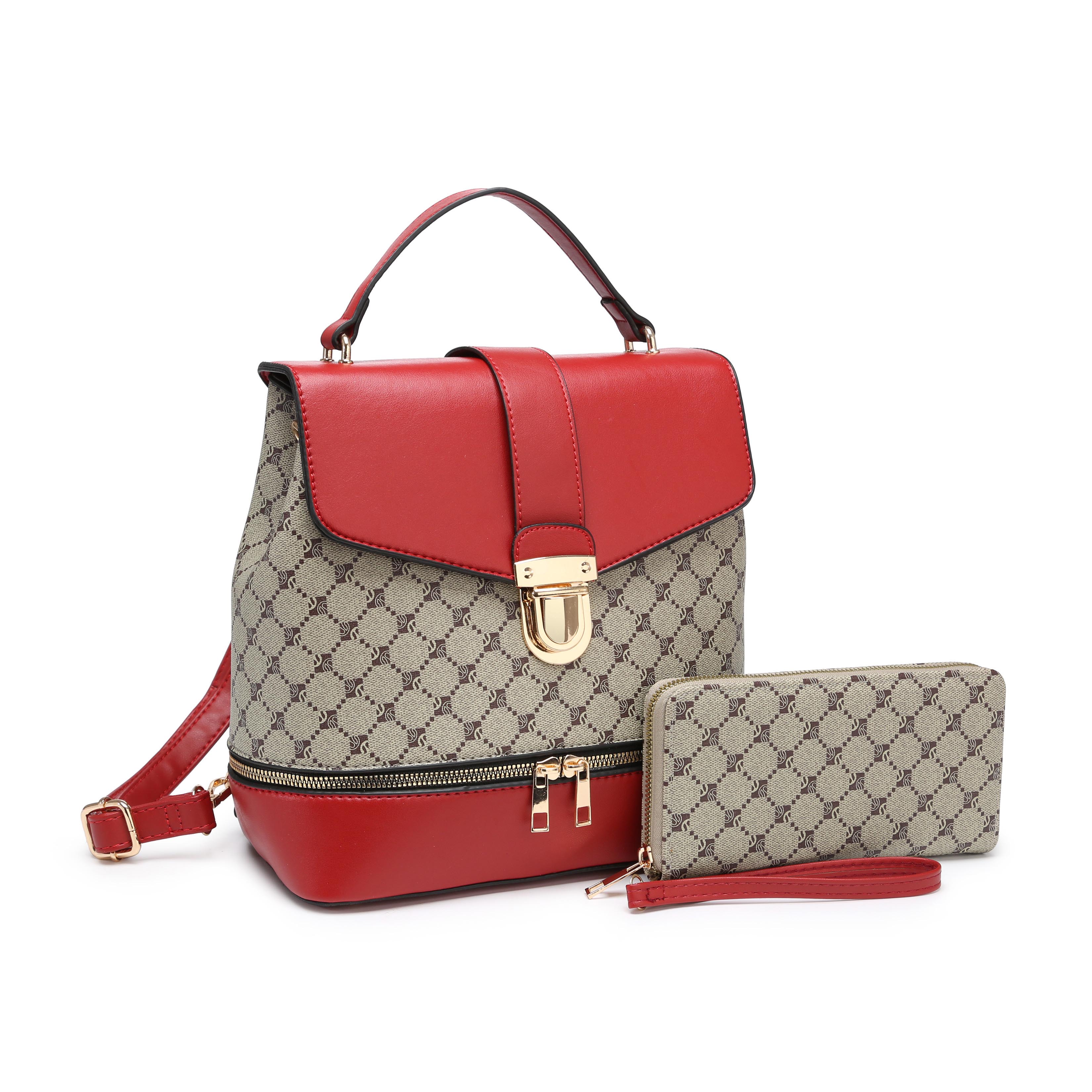 Tepilte Women Leather 2-in-1 Backpack Purse Flap Handbag and Purse ...