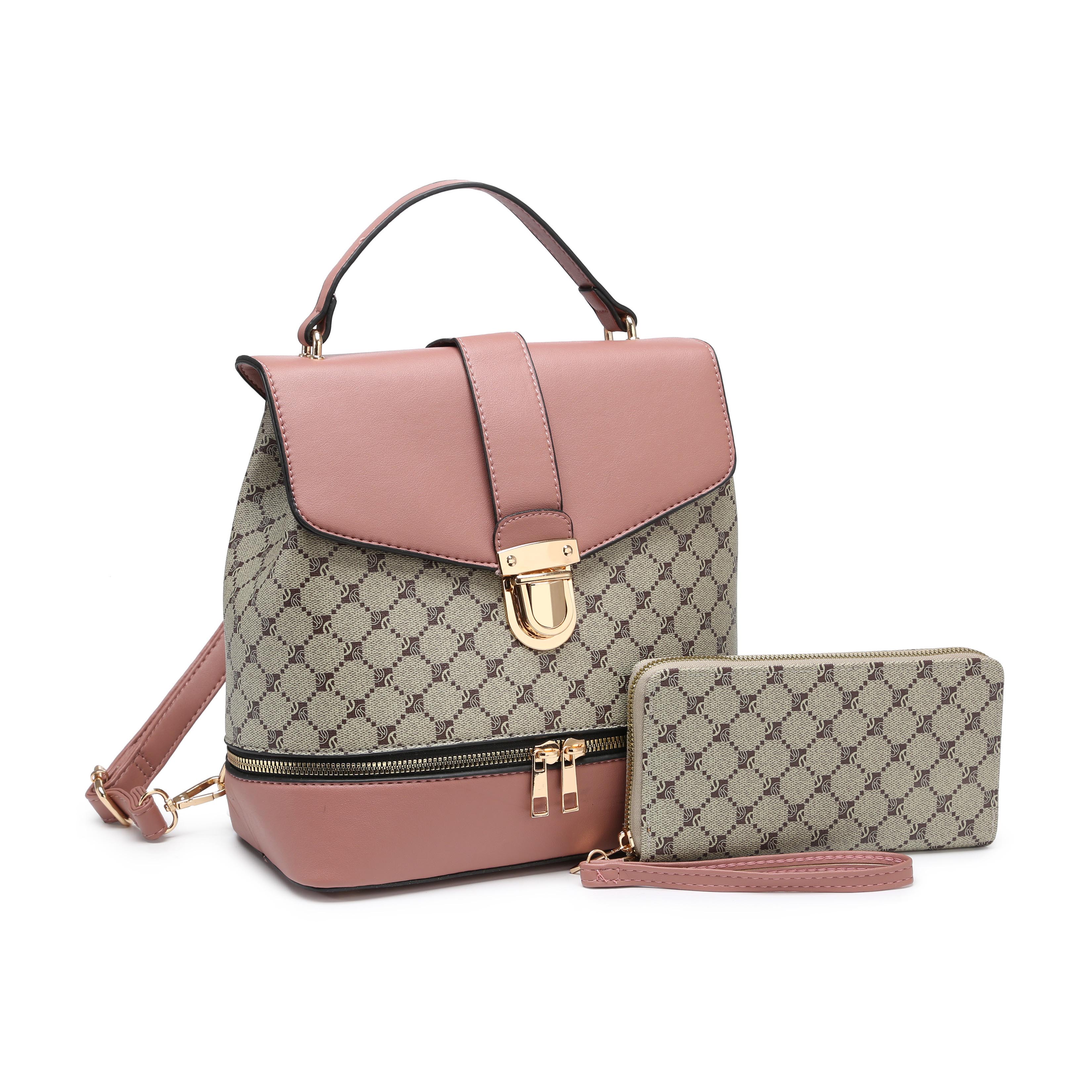 Tepilte Women Leather 2-in-1 Backpack Purse Flap Handbag and Purse ...