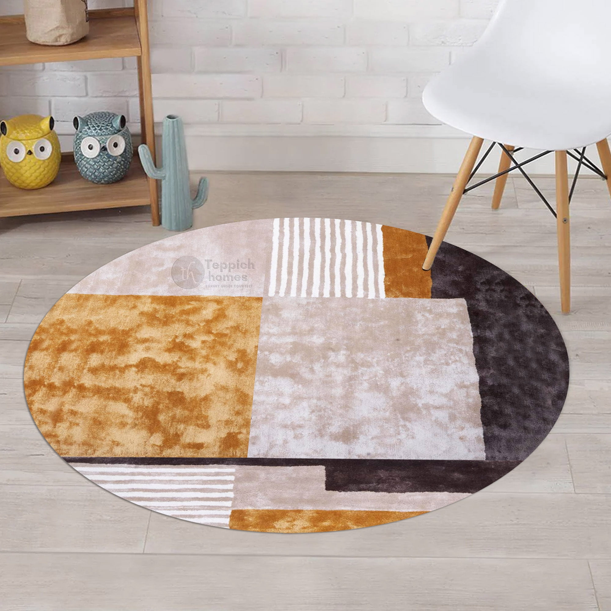 Teppich Homes Cozy 11x11 Round Wool Rug with Geometric Pattern ...