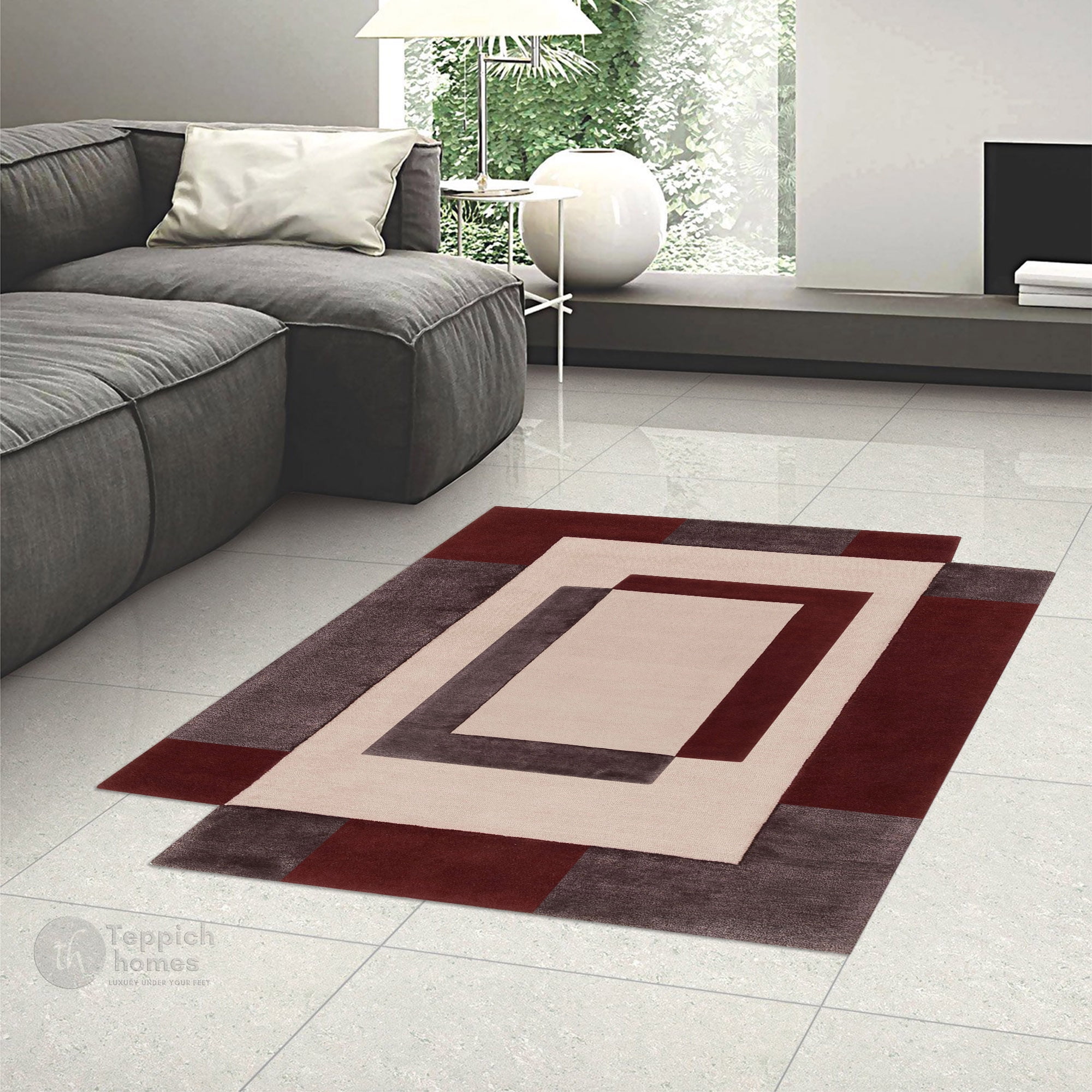 Teppich Homes Cream Geometric Pattern Tufted Area Rugs 10x14 for Living ...