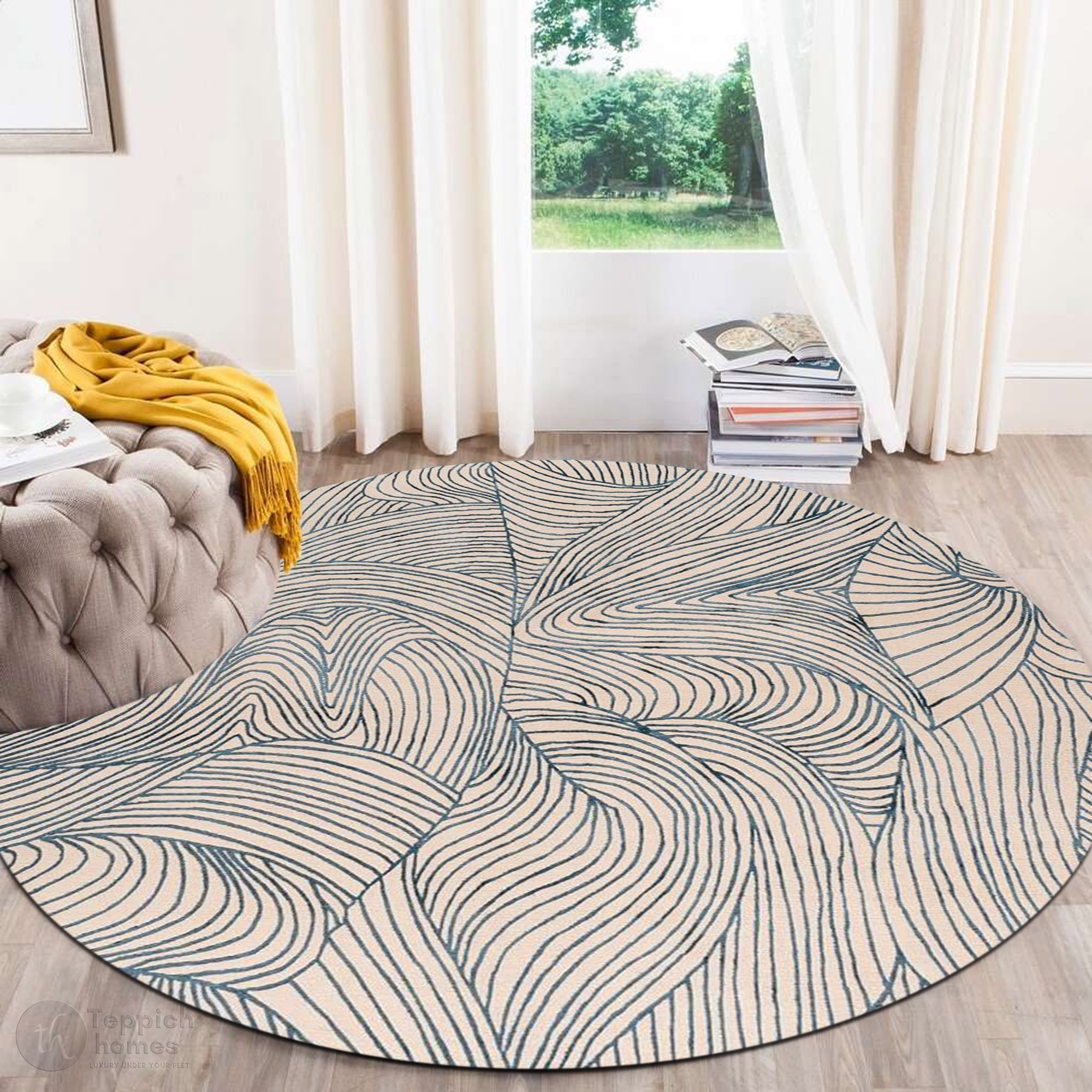 Teppich Homes Handmade 11x11 Tufted Wool Rug - Elegant Blue Area Carpet ...