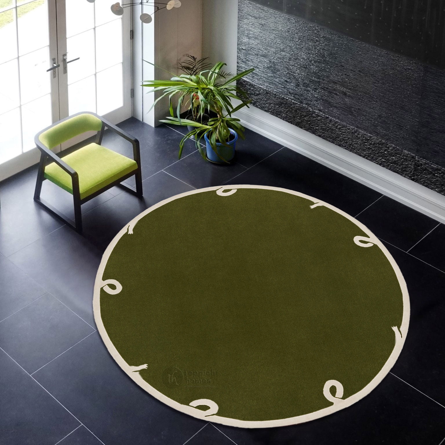 Teppich Homes Handmade 5x5 Area Rug - Soft Green Wool Tufted Carpet for ...