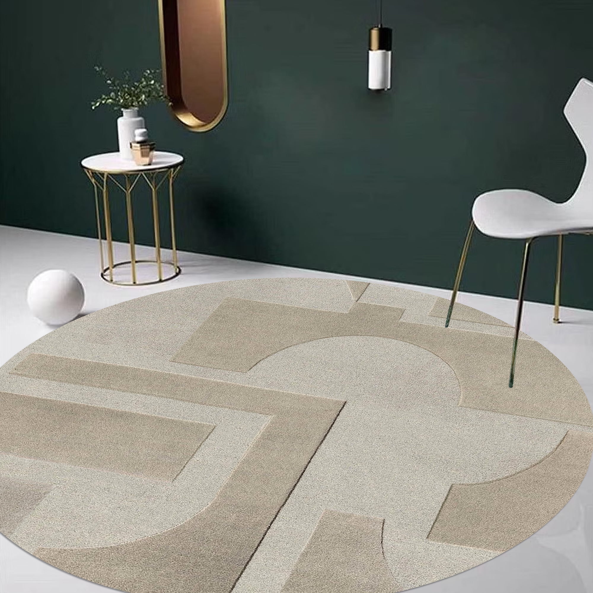 Teppich Homes Handmade 7x7 Tufted Wool Rug in Grey - Soft Area Carpet ...