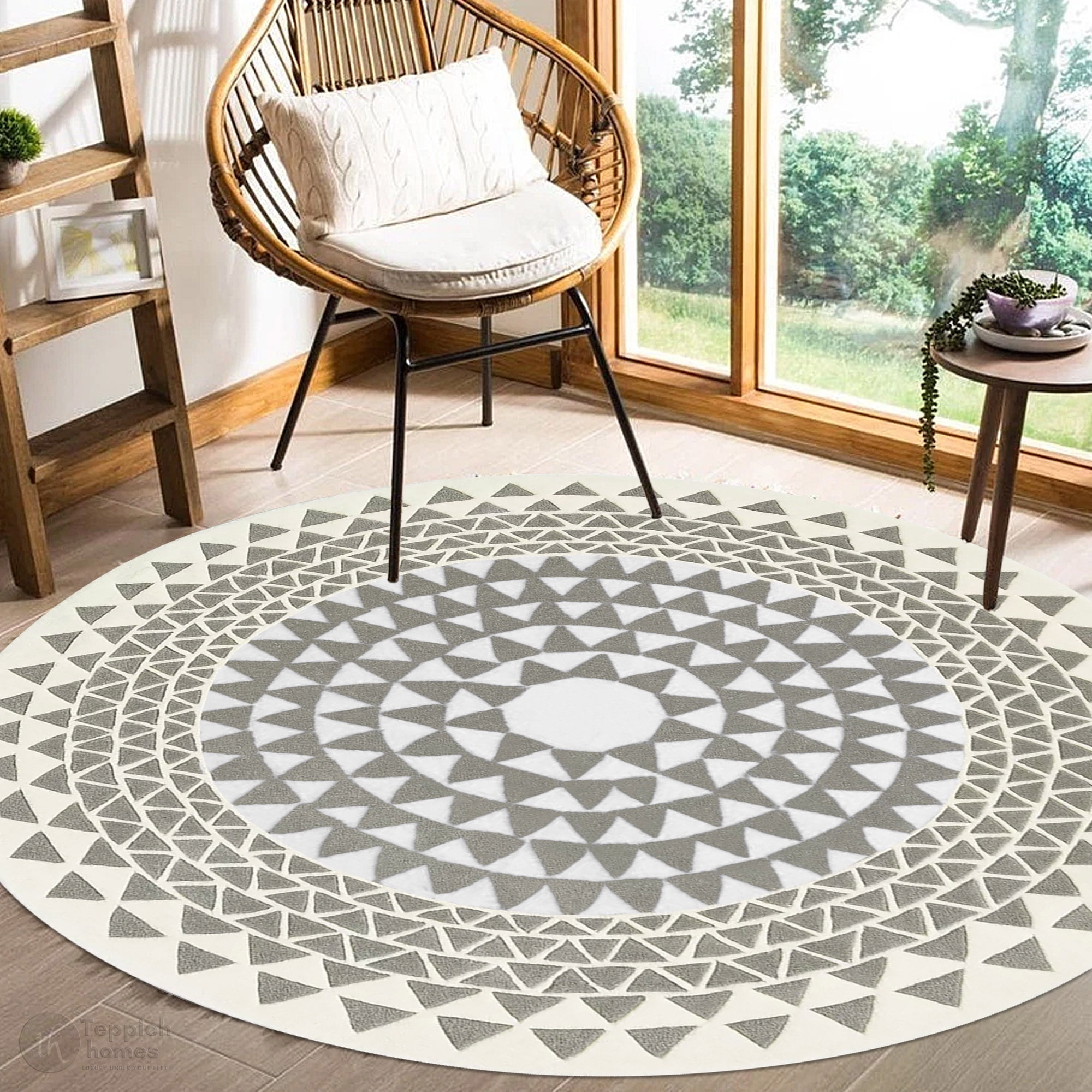 Teppich Homes Handmade 9x9 Wool Rug - Soft White Tufted Area Carpet for ...