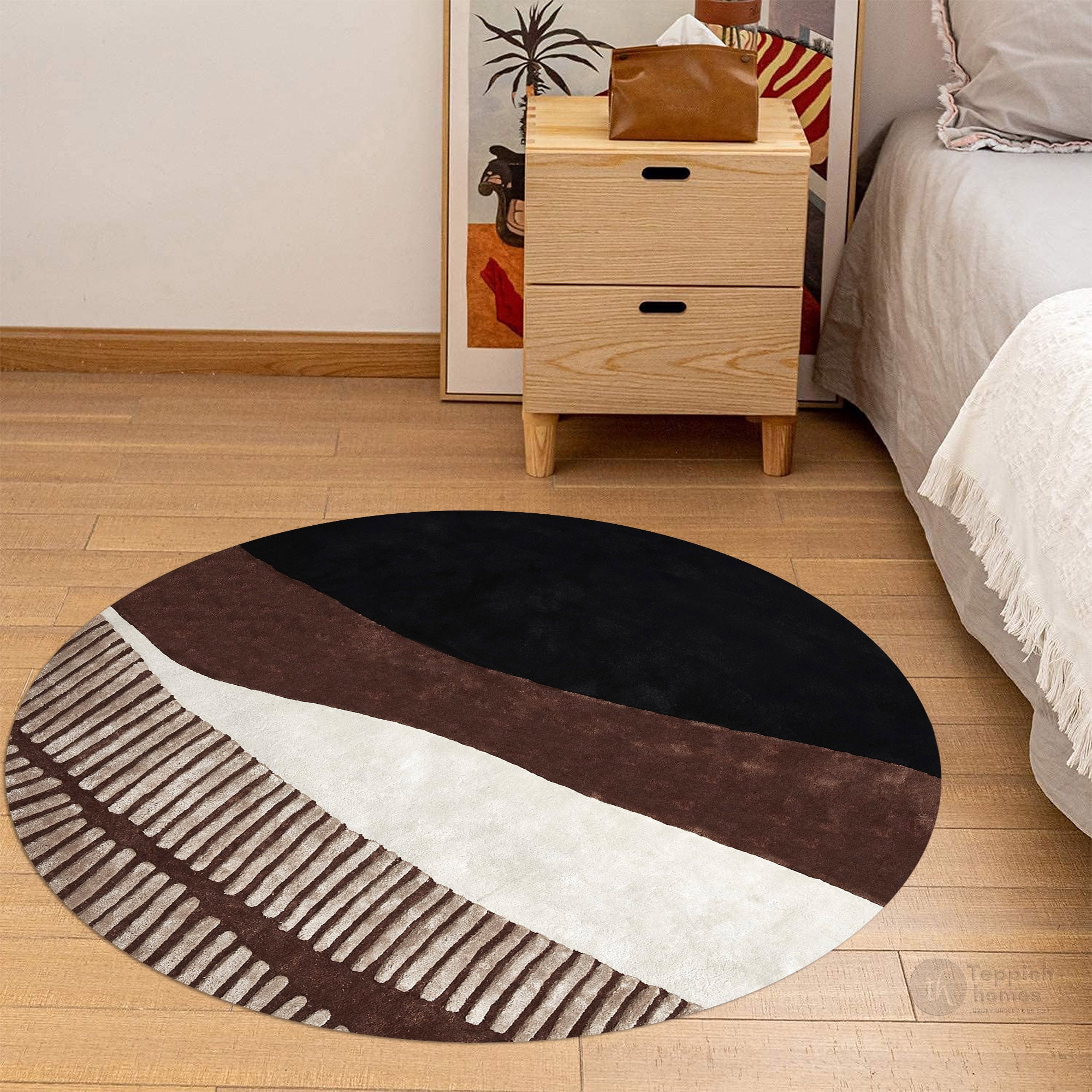 Teppich Homes Handmade Woolen Geometric Pattern Round Area Rug 13x13 ...