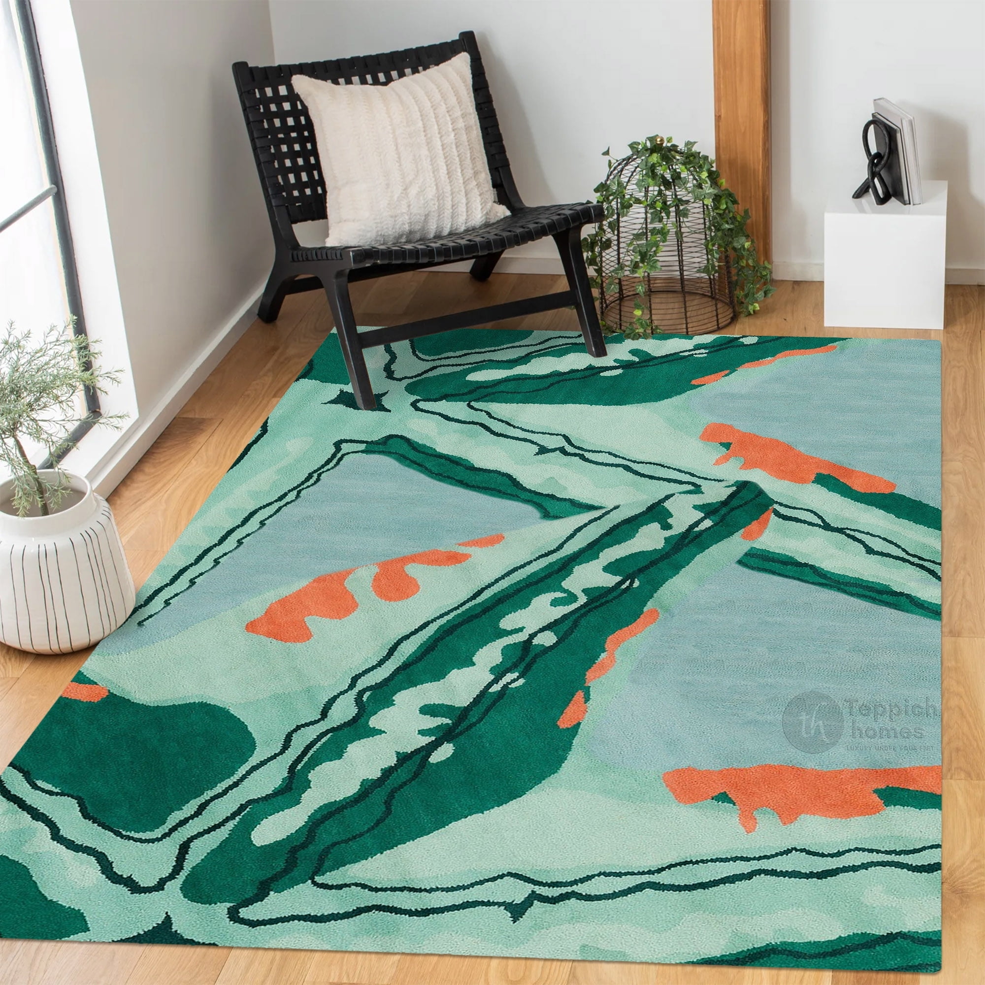 Teppich Homes Tufted Rugs, Green Color, Area Rugs, 6 x 8 for Bedroom ...
