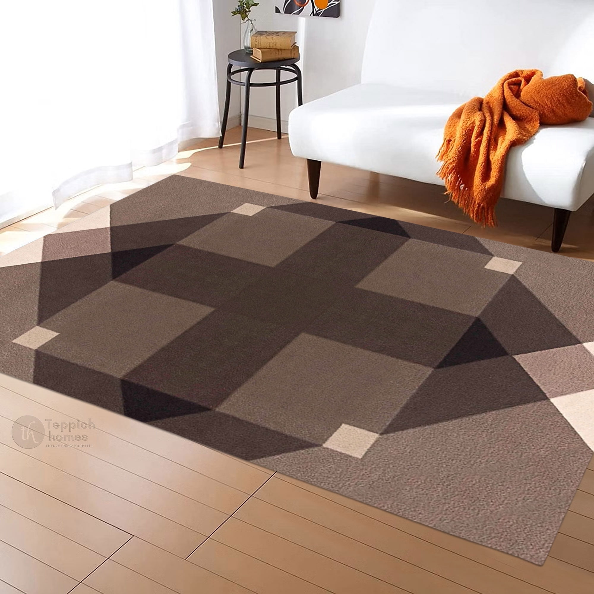 Teppich Homes Soft Grey Wool Tufted Area Rug 8x11 - Geometric Pattern ...