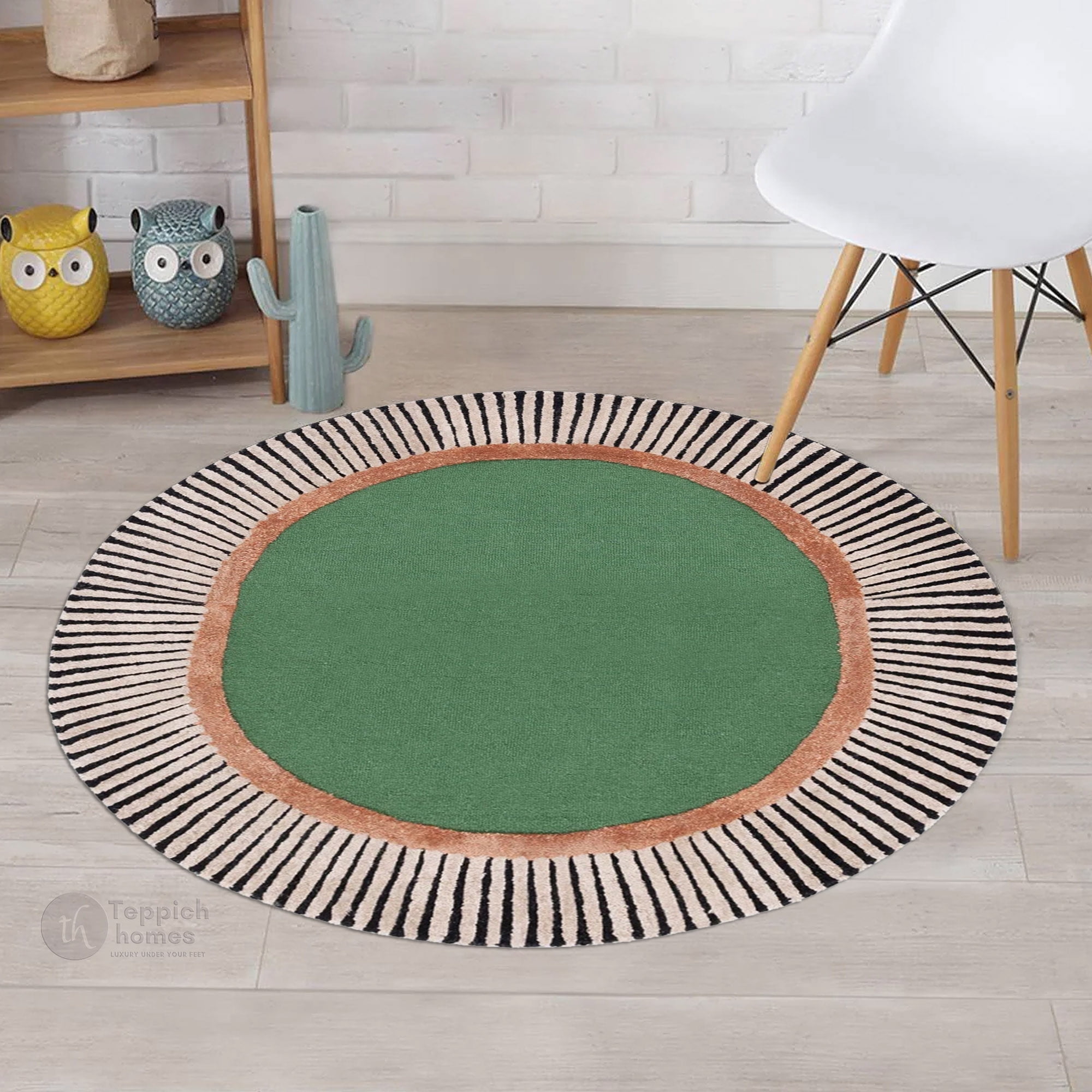 Teppich Homes Soft Handmade Geometric Pattern Wool Round Rug 10x10 for ...
