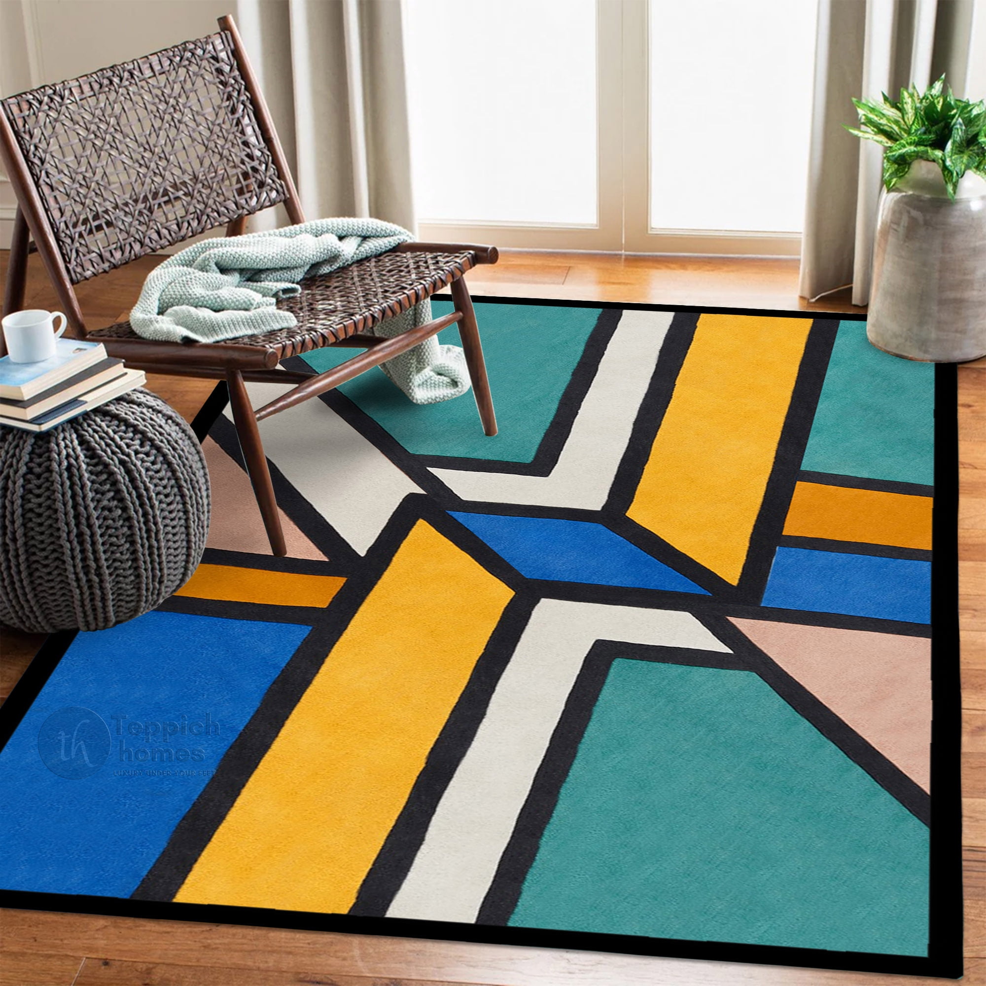 Teppich Homes Soft Handmade Wool Tufted Rug 11x11 - Geometric Pattern ...