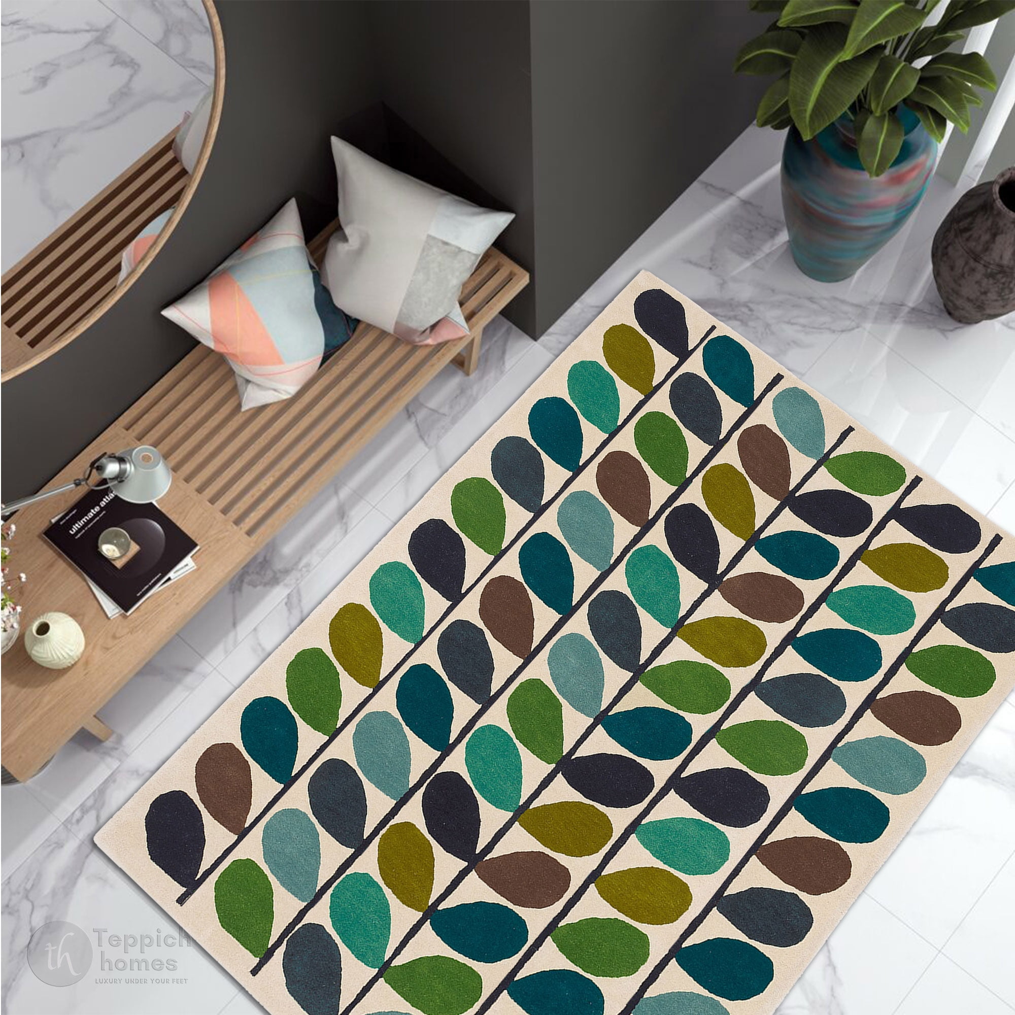 Teppich Homes, Tufted Rug 11x11 - Handmade Wool Carpet for Living Room ...