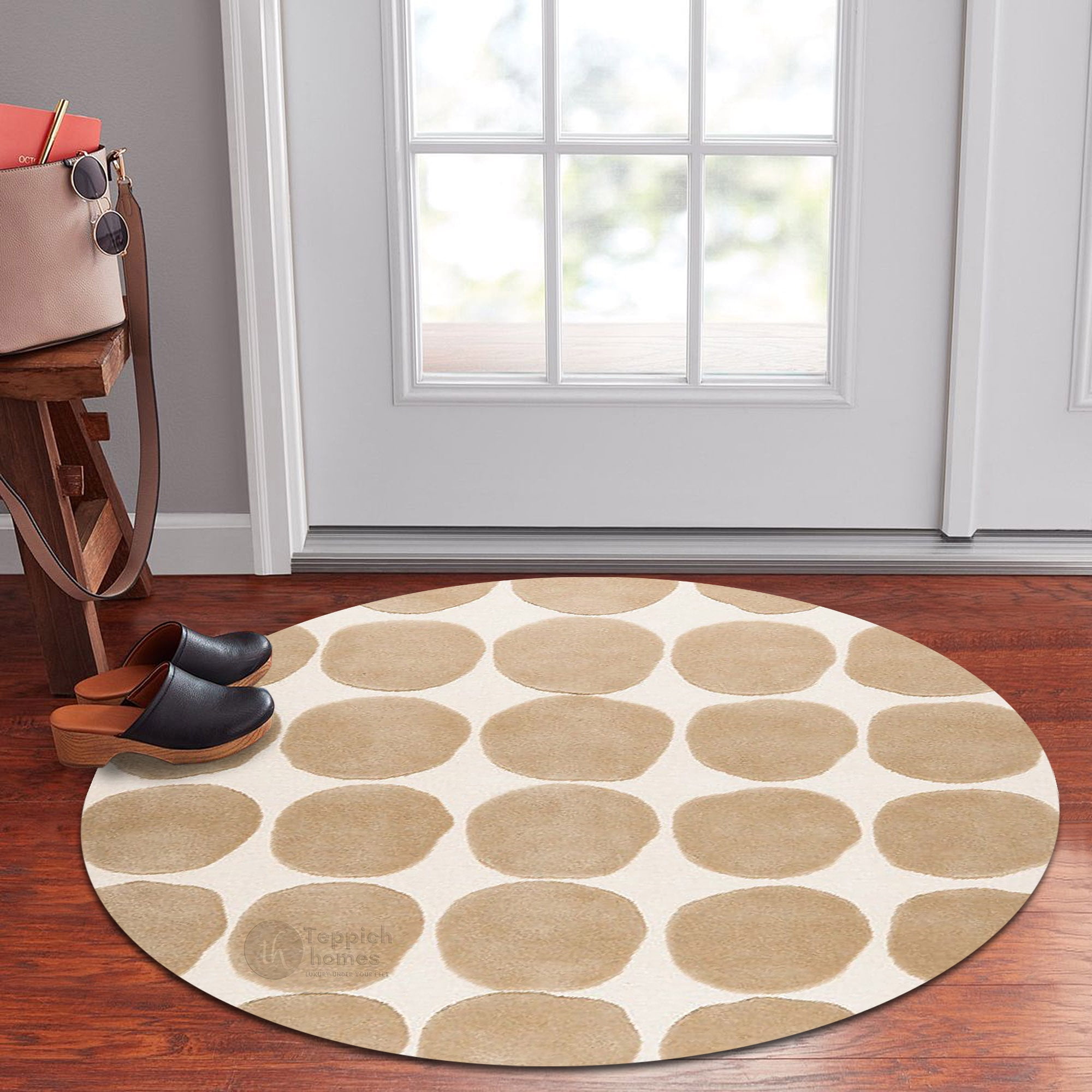 Teppich Homes Tufted Rug 6x6 - Handmade Wool Carpet in Beige Color for ...