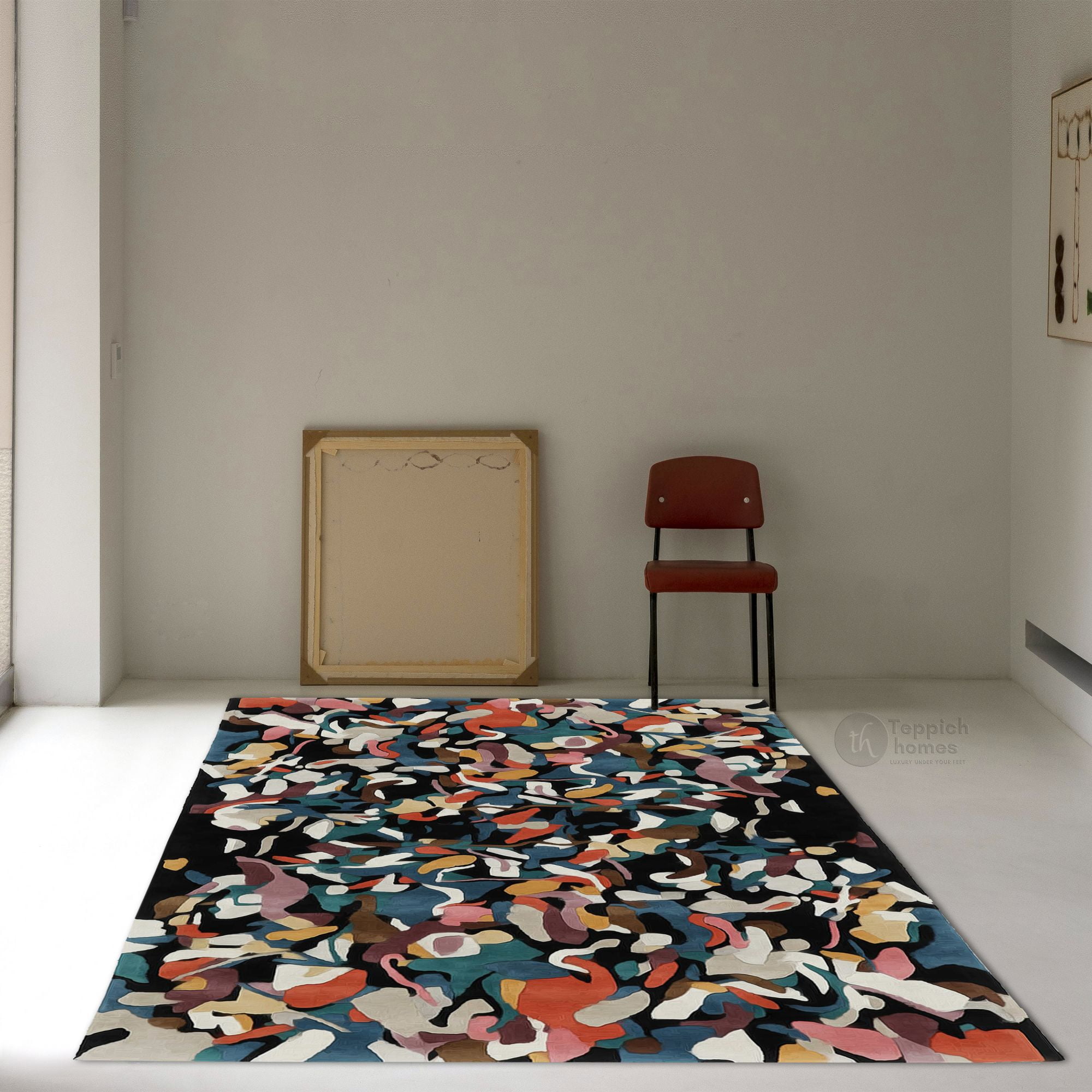 Teppich Homes Tufted Wool Area Rug 11x11 - Handmade Black Carpet for ...