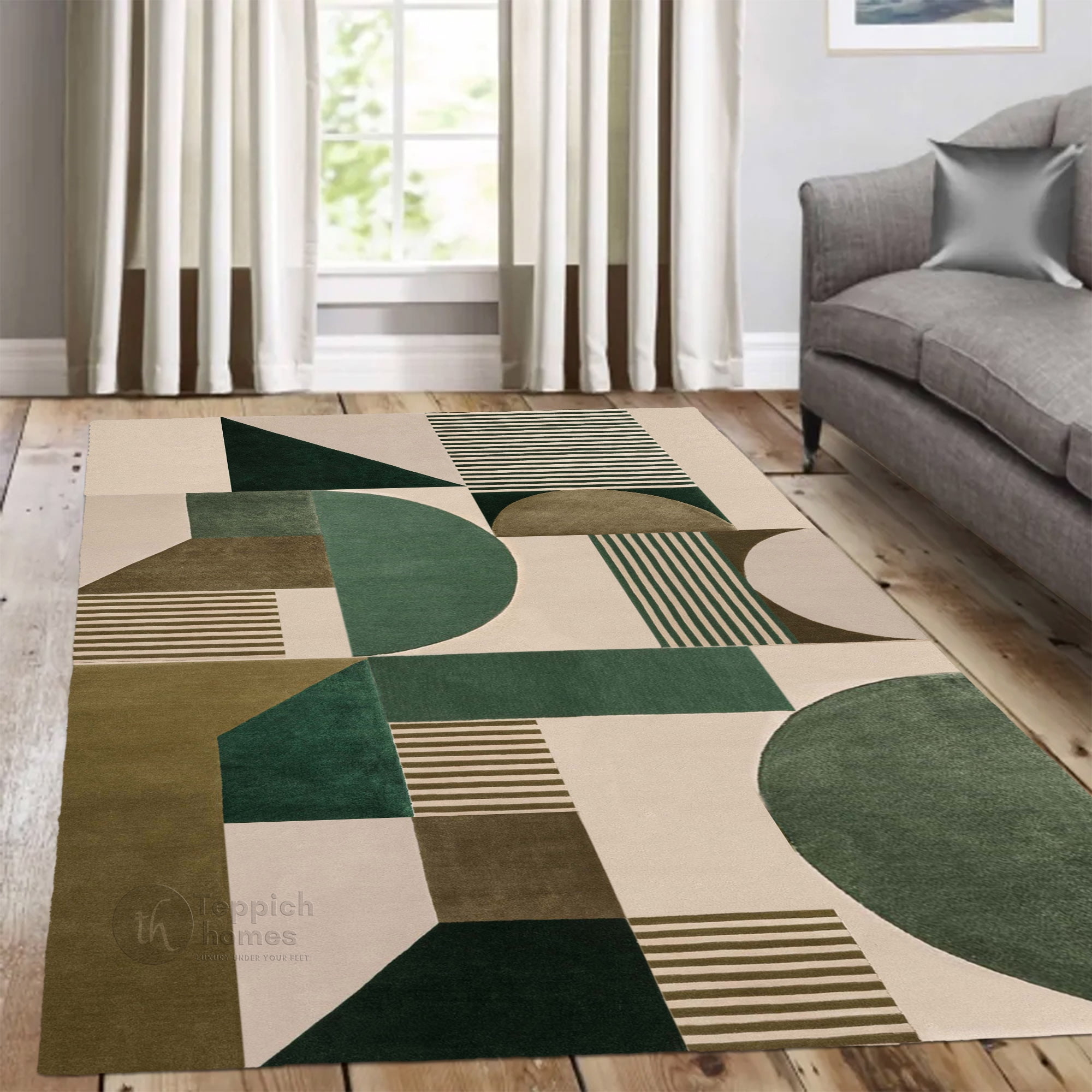 Teppich Homes Wool Geometric Pattern Area Rug 5x7 - Tufted Carpet for ...