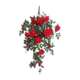 Tepsmf Artificial Rose Hanging Basket, Faux Flowers for Outdoor Indoor ...