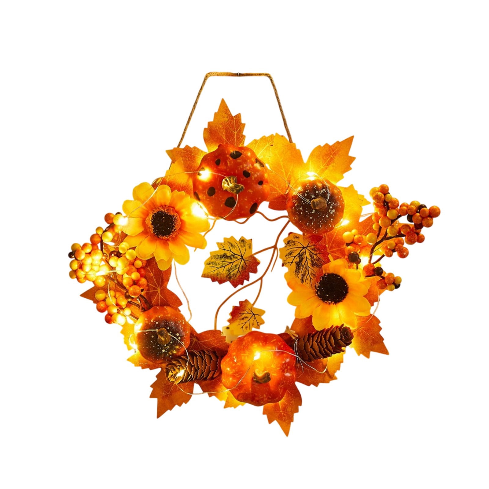 Tepsmf Maple Leaf and Pumpkin Door Wreath, Hanging Garland, Ornament ...