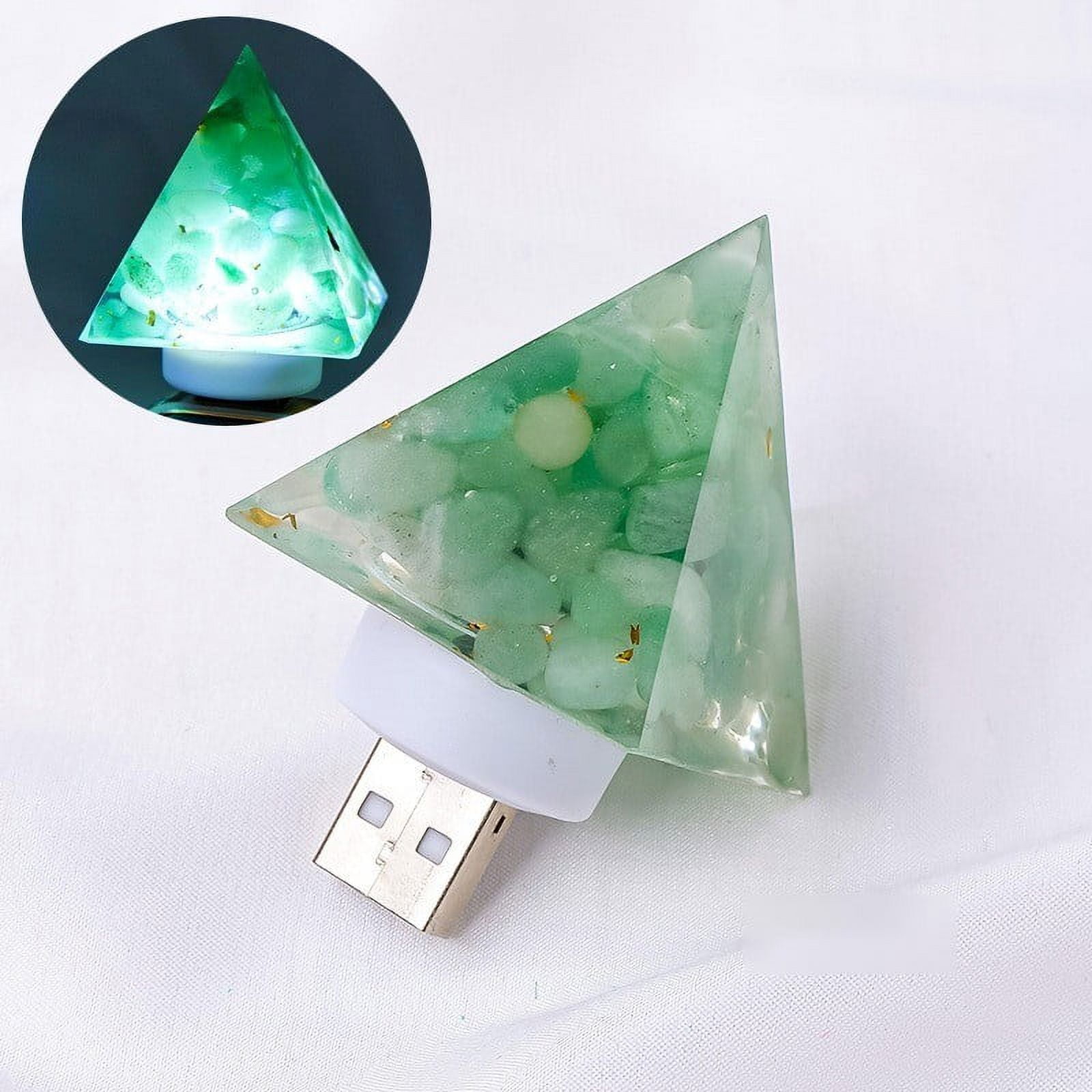 Tepsmf Natural Crystal Gravel Epoxy Pyramids USB Night Light Home Tool ...