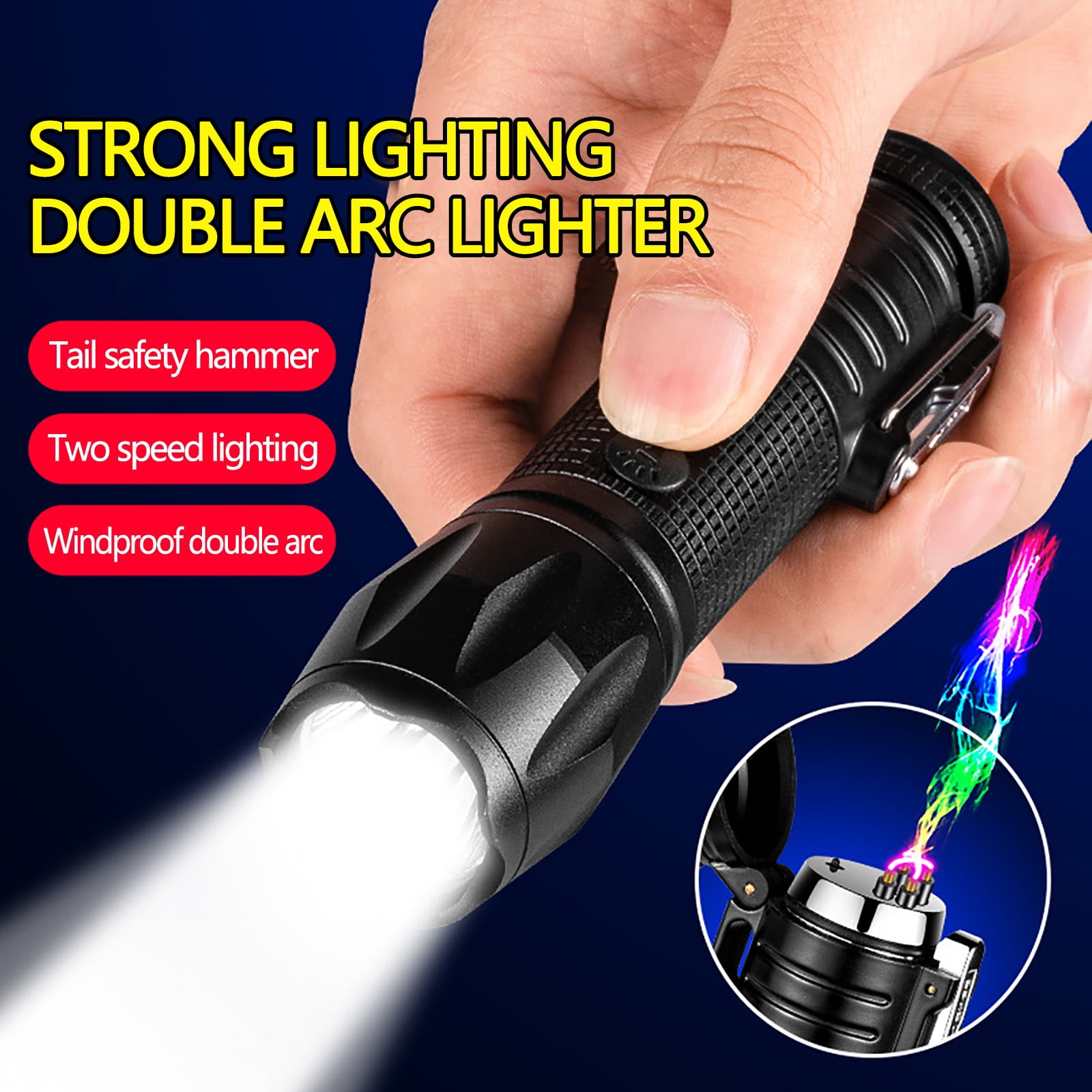 Tepsmf Outdoor Double Lighter with LED Bright Flashlight USB ...