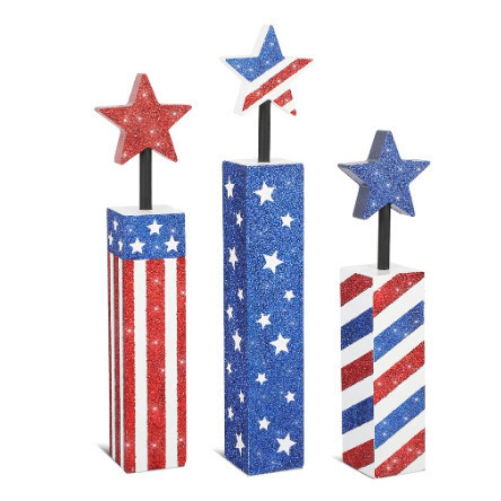 Tepsmf Patriotic 4th of July Wooden Block Decor Set USA Table ...