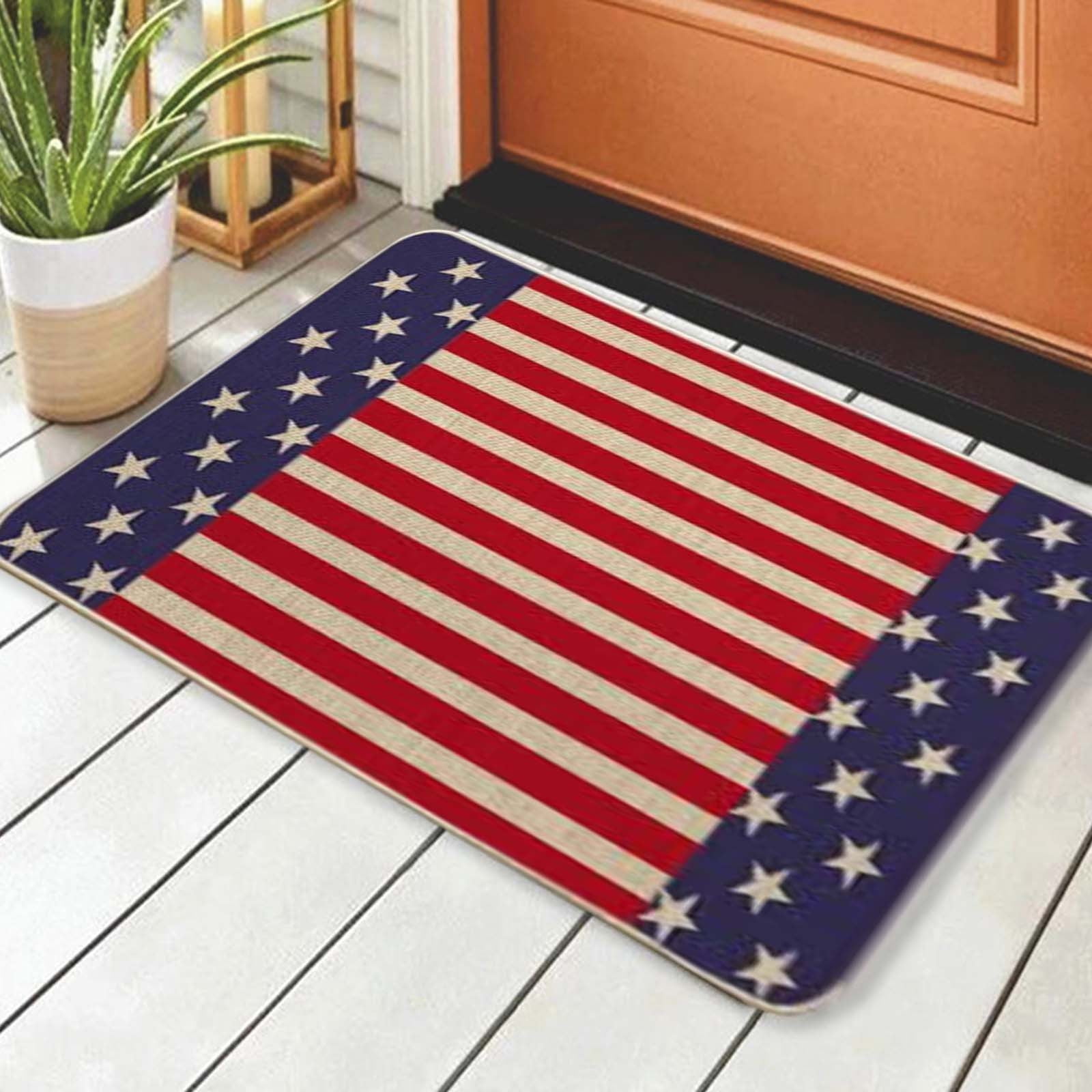 Tepsmf Patriotic Welcome Doormat Retro American Flags 4th of July Red ...